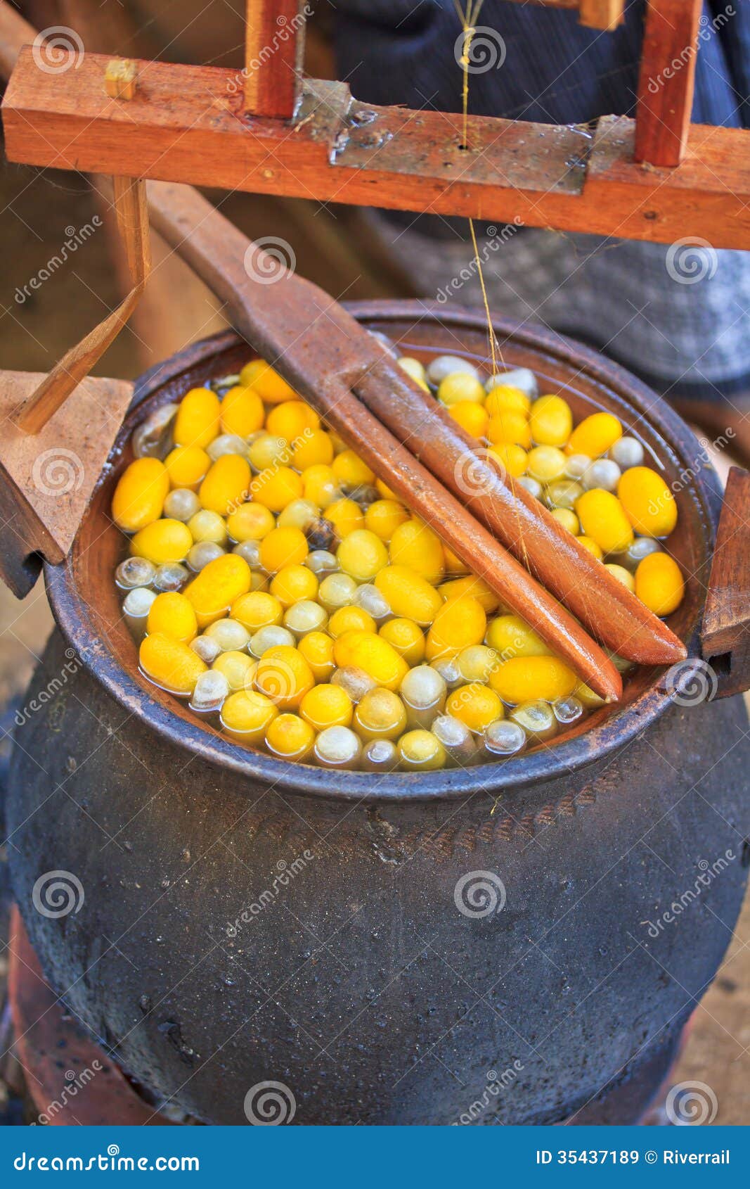 Boiling cocoons in a pot stock image. Image of asia, agriculture - 35437189