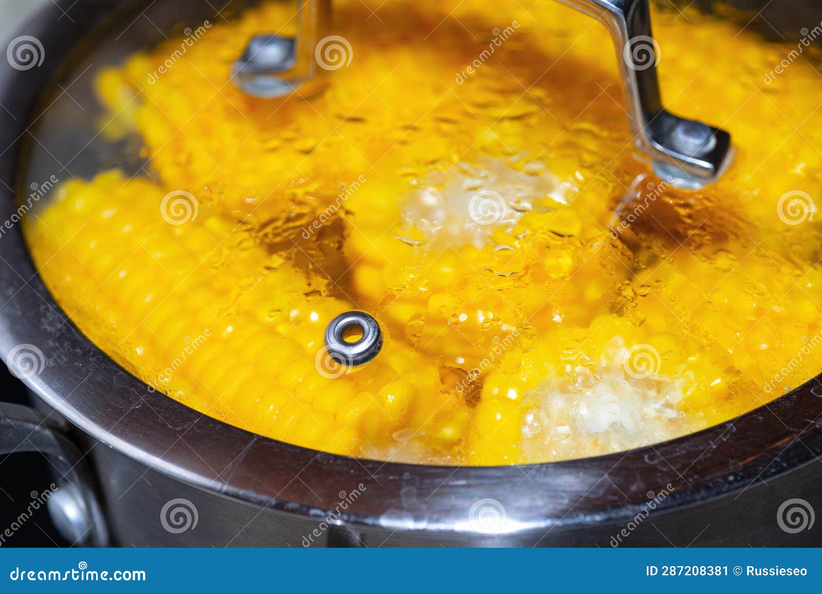 Boiling corn in a pot stock image. Image of boiled, meal - 287208381