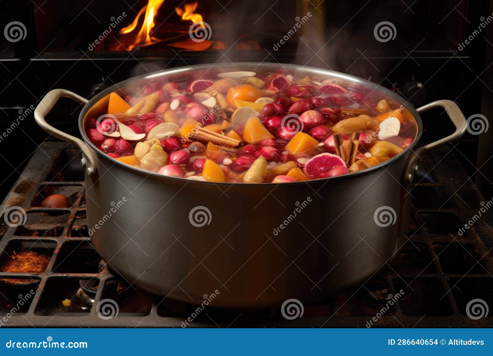 Boiling Fruit Mixture in a Large Pot on Stove Stock Photo - Image of ...