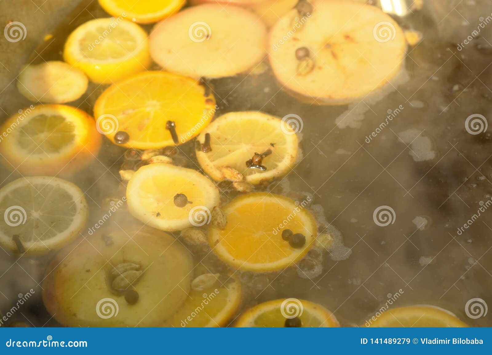 Boiling Mulled Wine with Sliced Fruit Stock Image - Image of nutritious ...