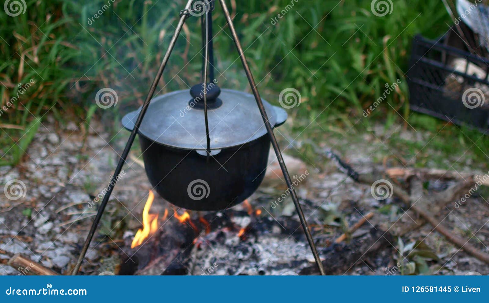 Boiling Pot of Water on Fires Outdoors Stock Video - Video of heat ...