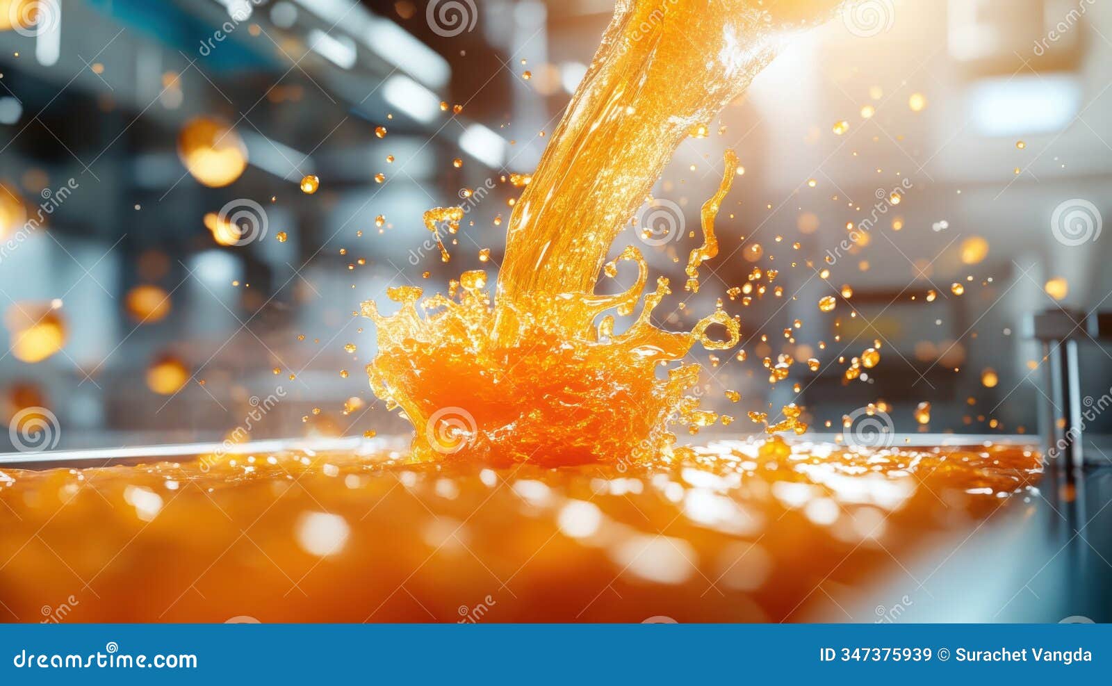 Boiling Process of Orange Liquid in Kitchen Setting Stock Image - Image ...