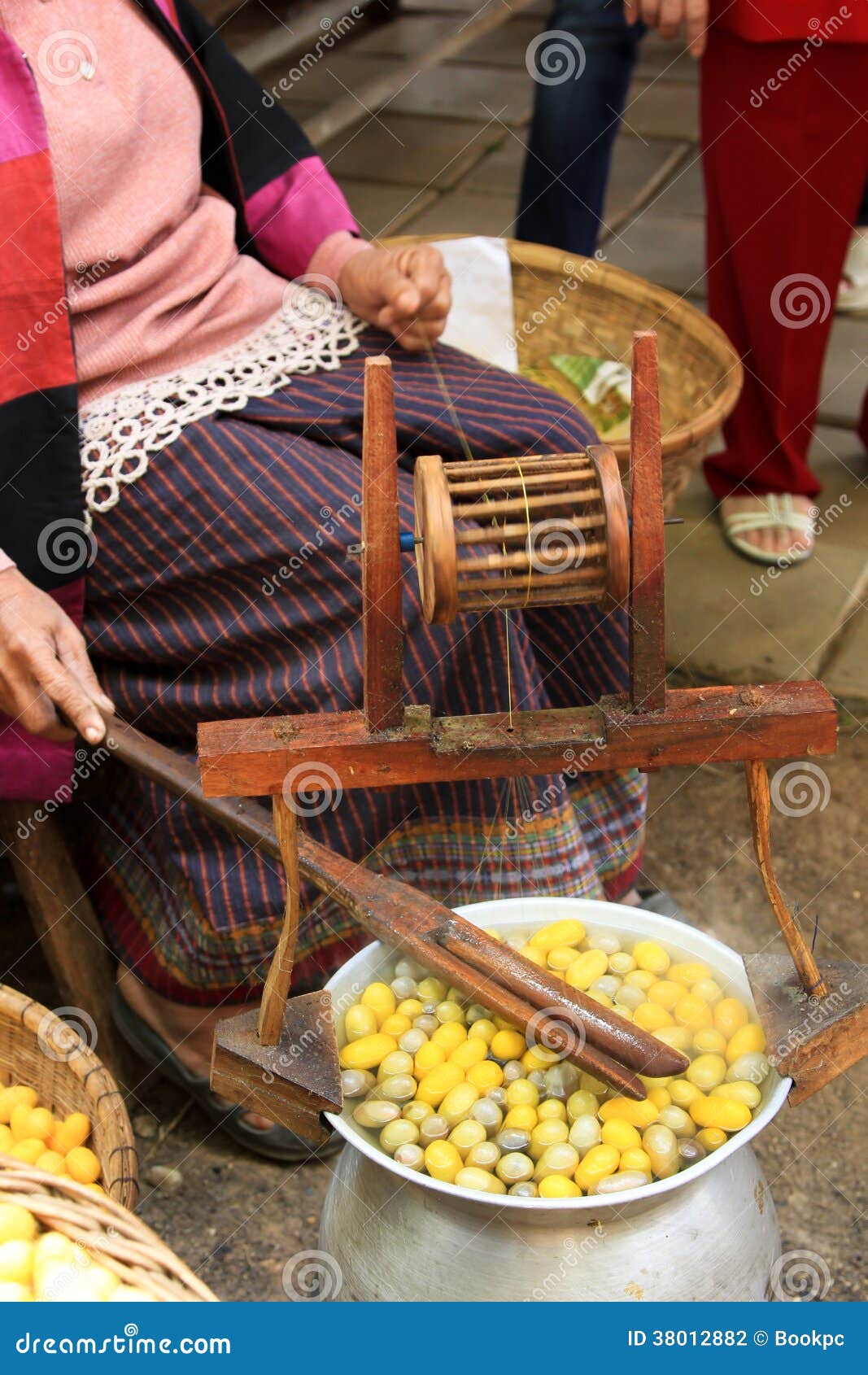 Boiling Silk Cocoons To Make Yarn For Thai Silk Weaving. Boiling The ...