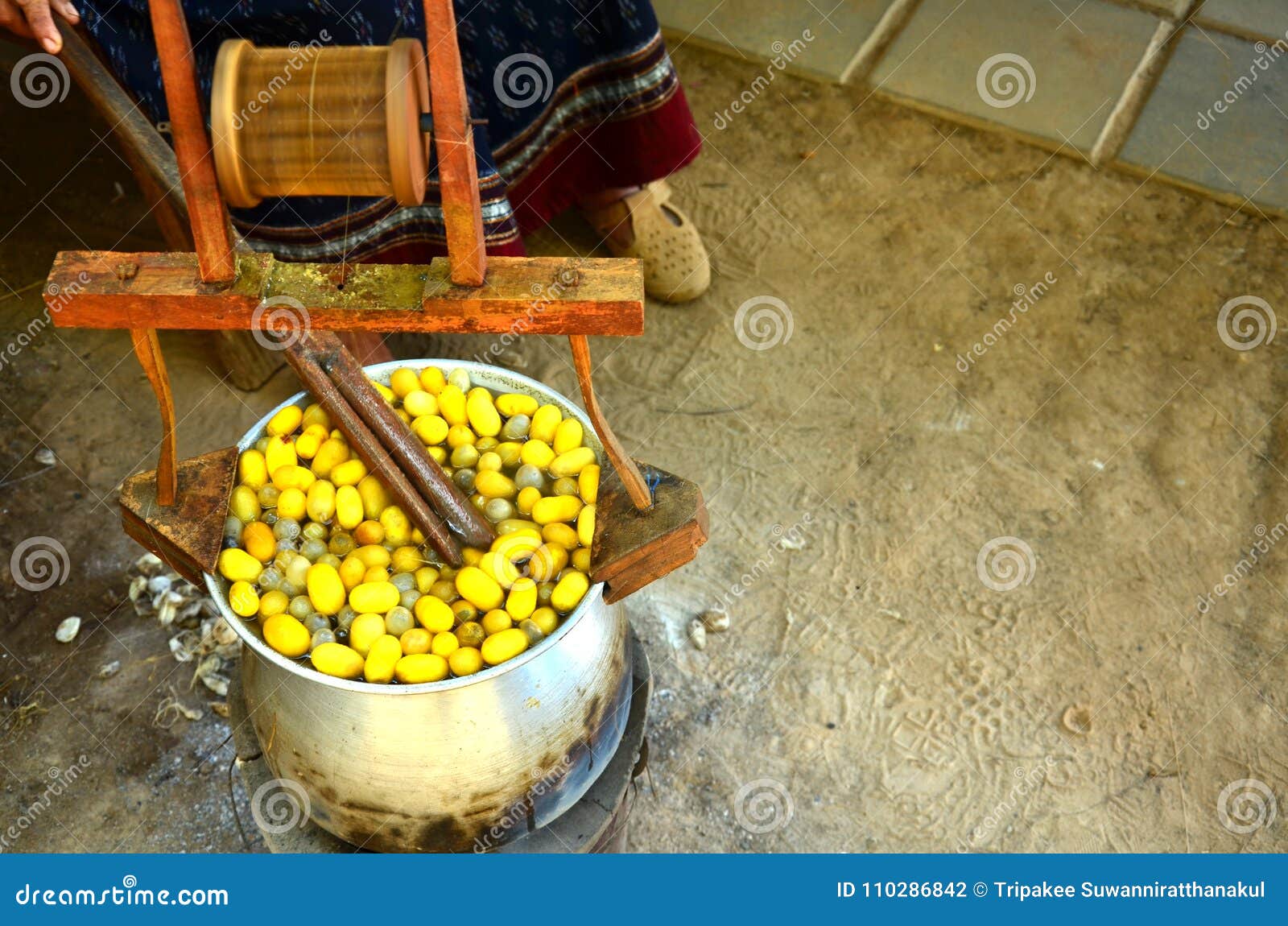 Boiling silk worm cocoon stock photo. Image of green - 110286842