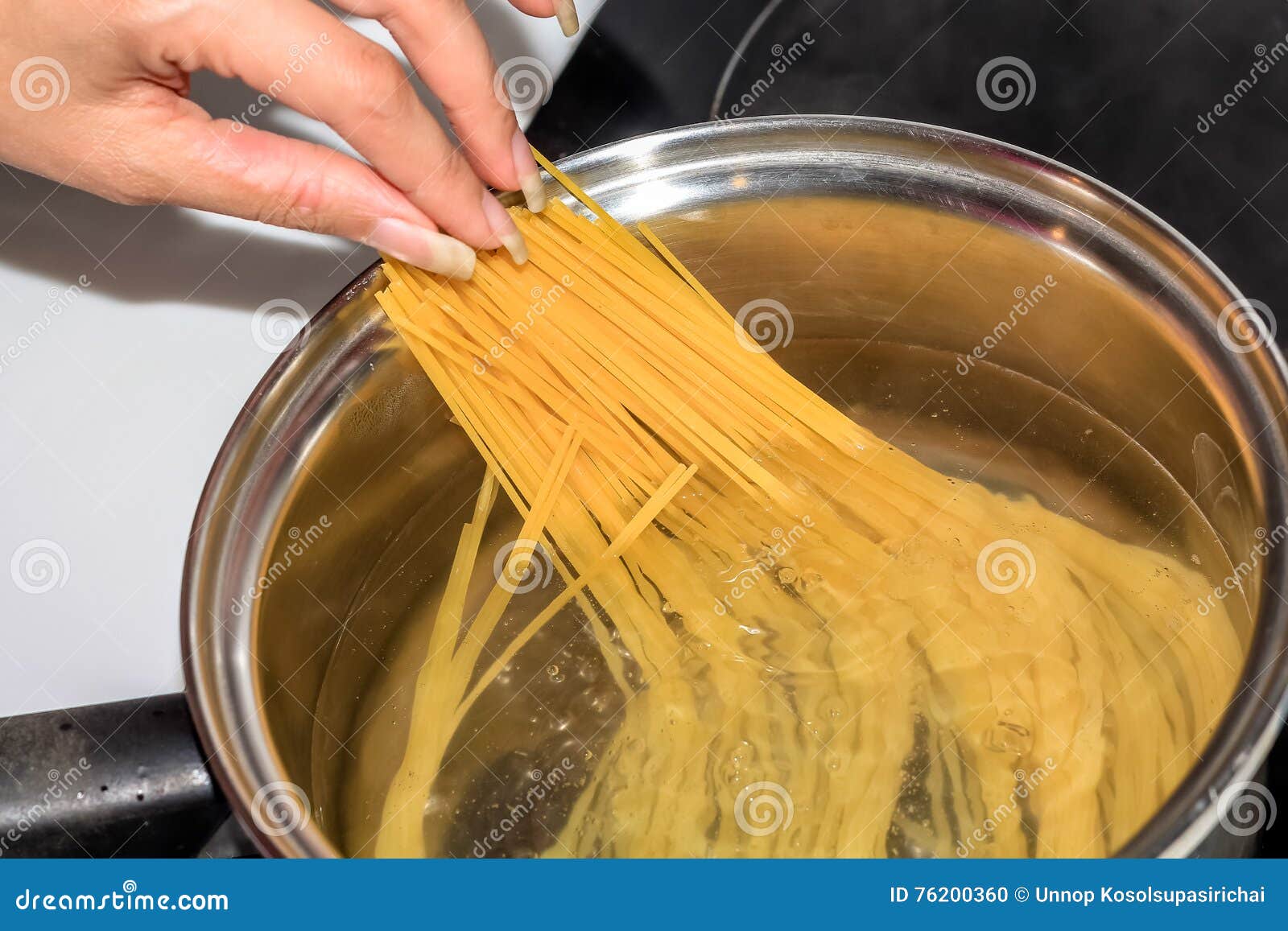 Boiling Spaghetti Noodles in the Pot Stock Photo - Image of ingredient ...