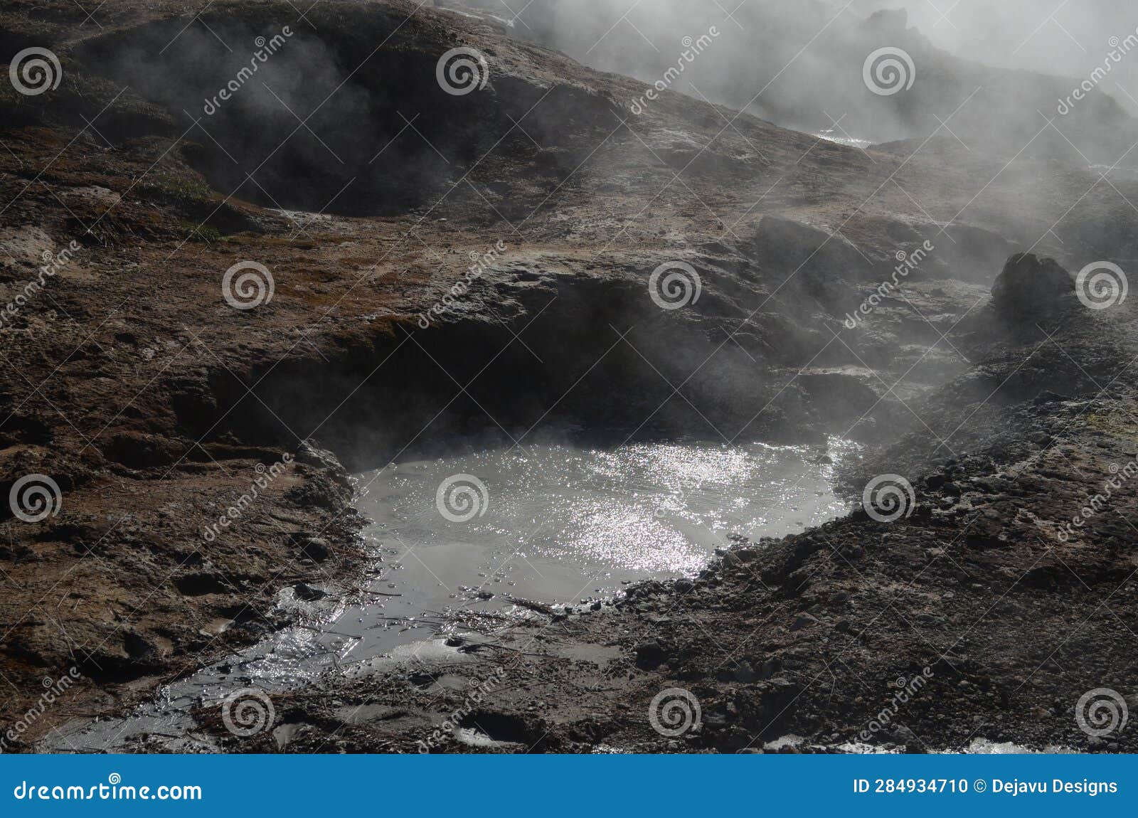 Boiling and Steaming Mud in Natural Hot Spring Stock Photo - Image of ...