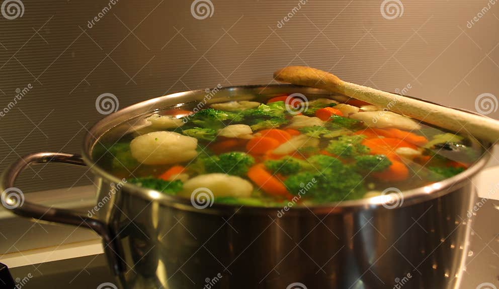 Boiling vegetables stock image. Image of cabbage, spoon - 11721183