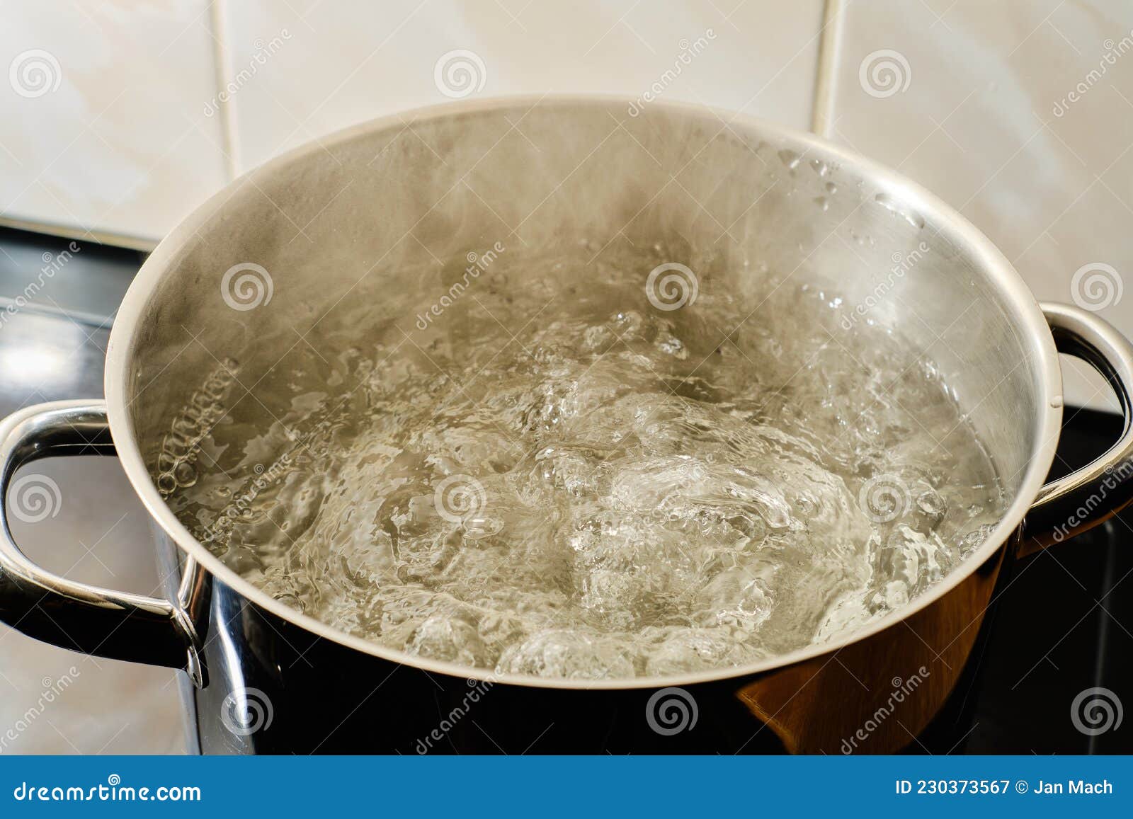 Boiling Water in Cooking Pot Stock Image - Image of rising, heating ...