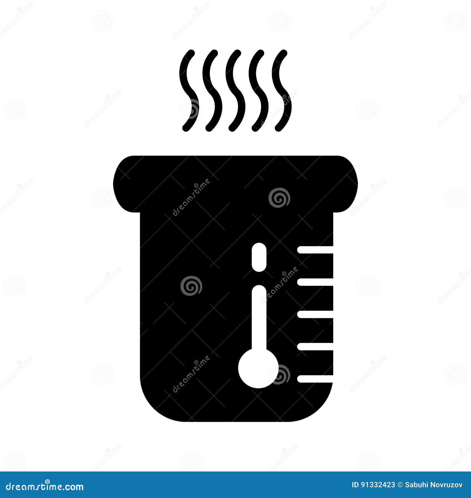 Boiling Water Icon Vector. Glass with Hot Water. on White Background ...