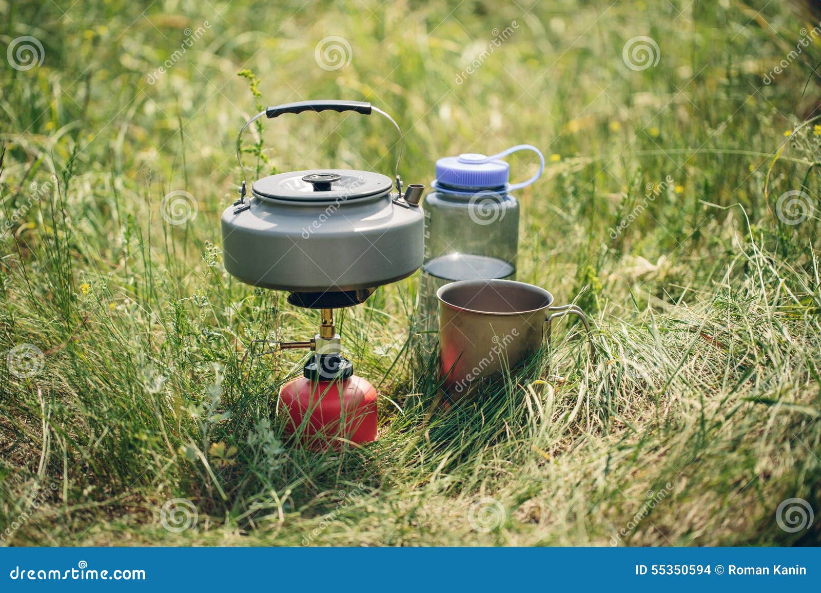 Boiling Water in Kettle on Portable Camping Stove Stock Photo - Image ...