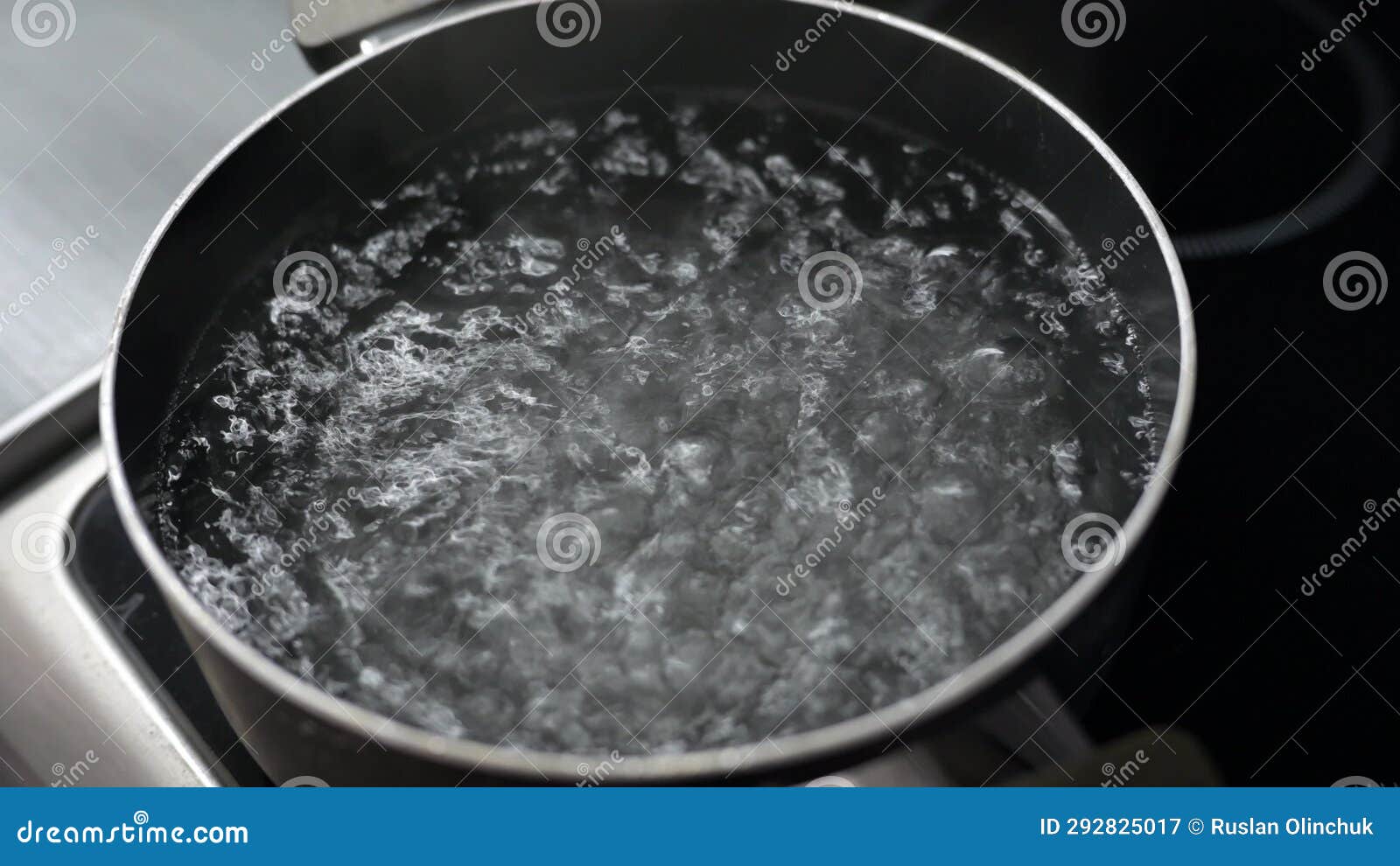 Boiling water in pan stock video. Video of cooker, domestic - 292825017