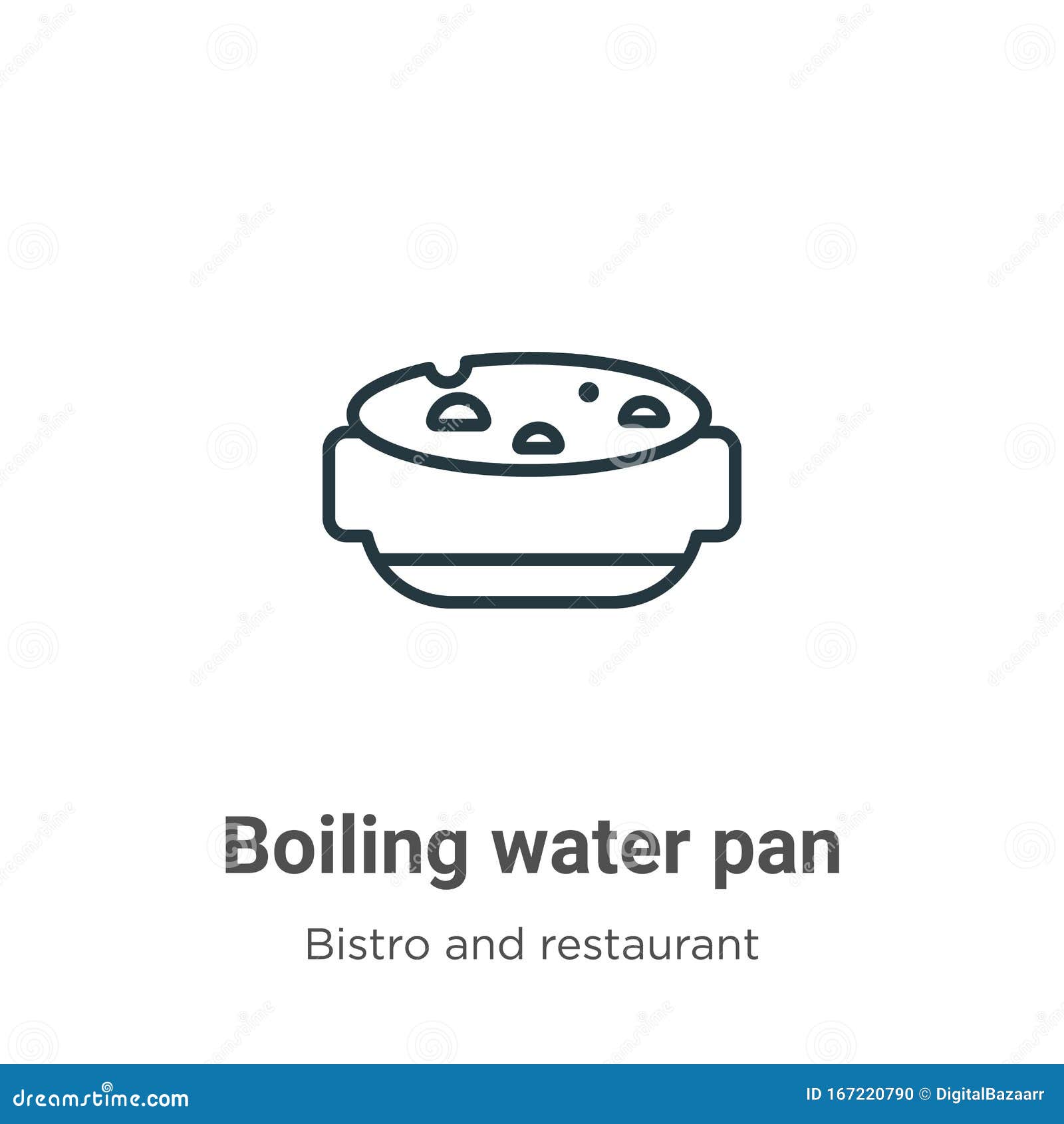 Boiling Water Pan Outline Vector Icon. Thin Line Black Boiling Water ...