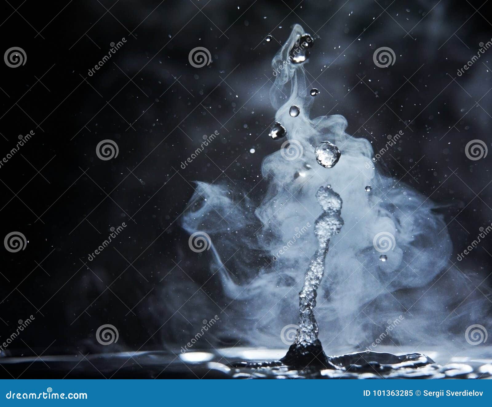 Boiling Water Splash with Steam on Black Background Closeup Stock Image ...