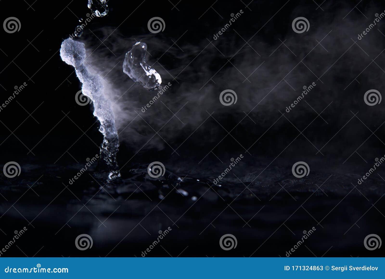 Boiling Water Splash with Steam on Black Background Closeup Stock Image ...
