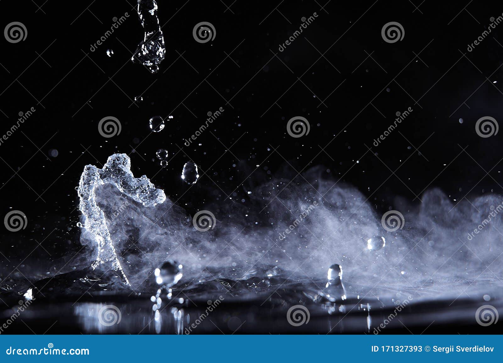 Boiling Water Splash with Steam on Black Background Closeup Stock Image ...