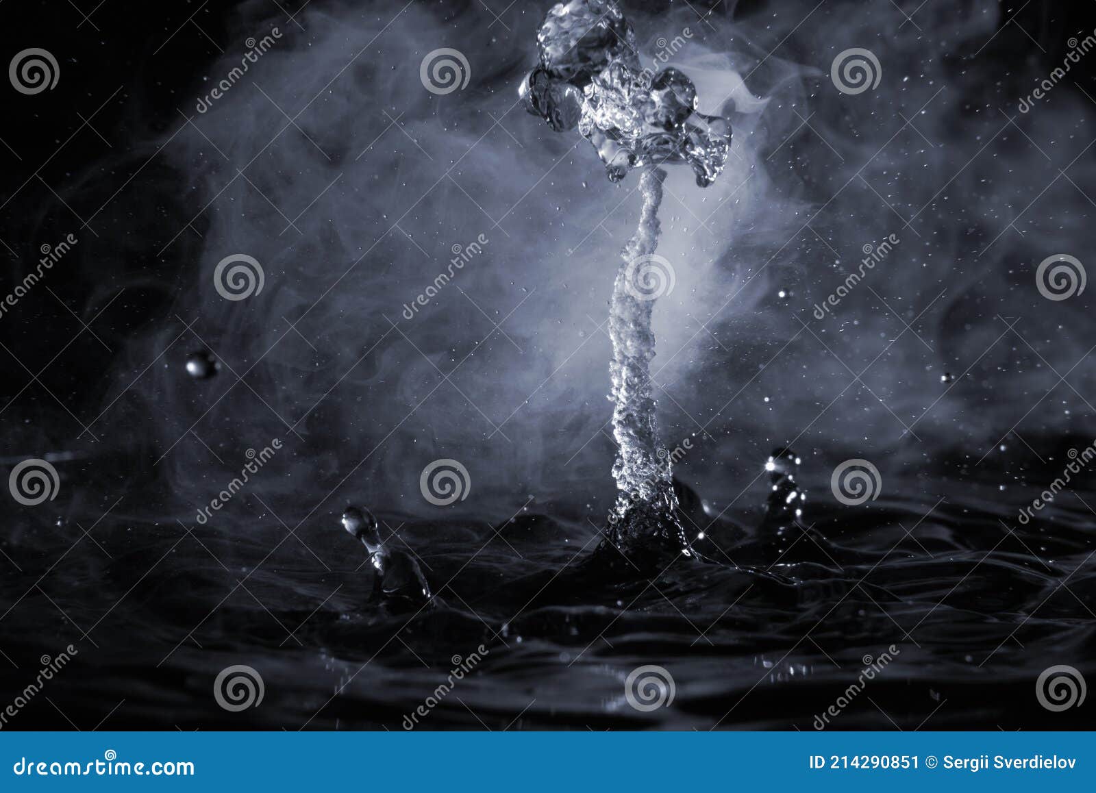 Boiling Water Splash with Steam on Black Background Closeup Stock Image ...