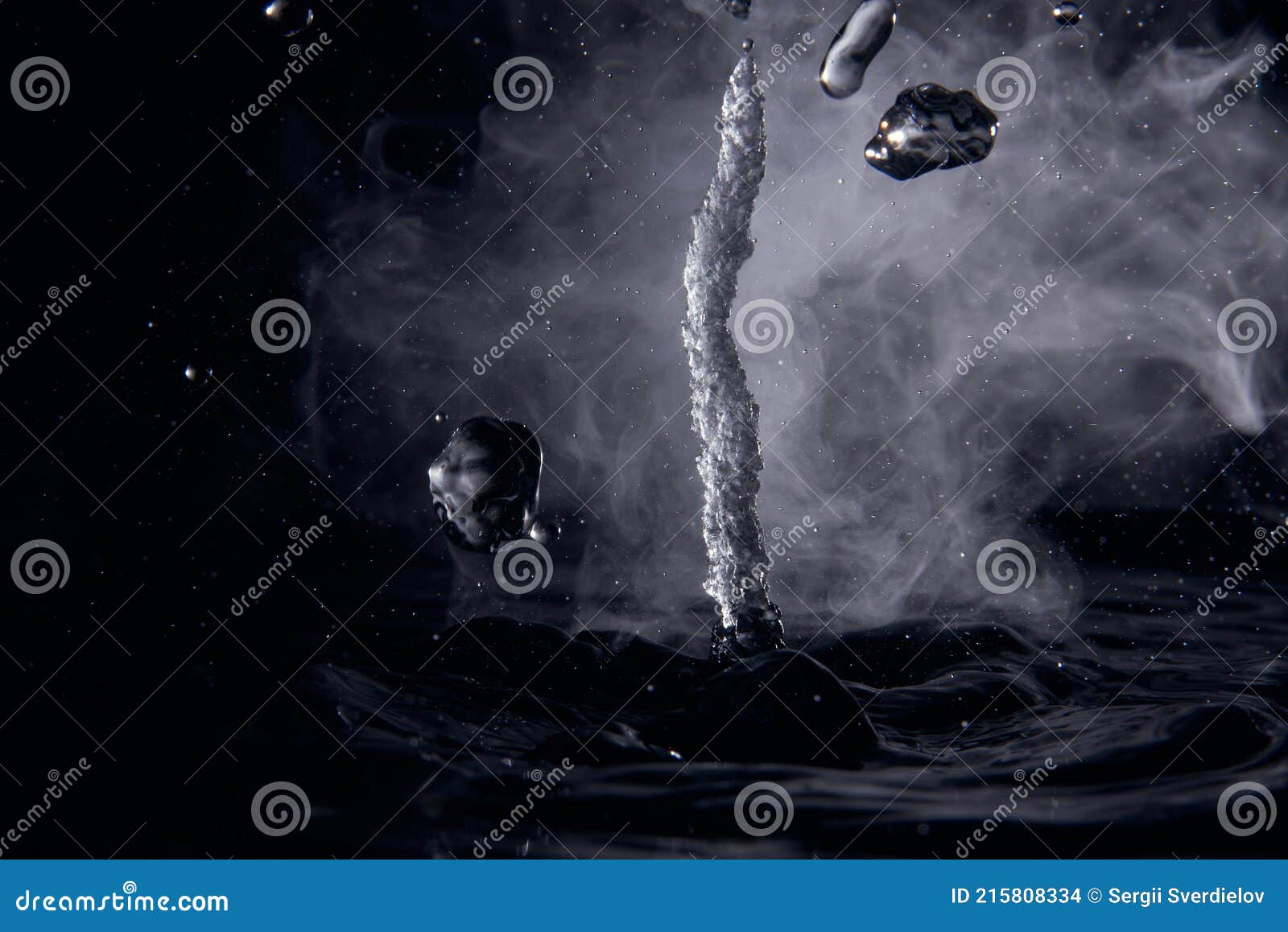 Boiling Water Splash with Steam on Black Background Closeup Stock Photo ...