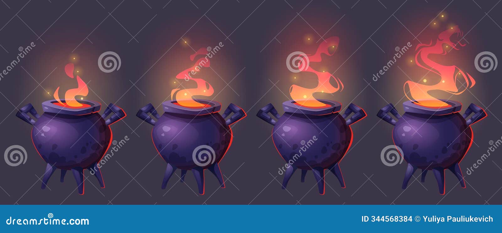 Boiling Witch Cauldron Sprite Set Stock Vector - Illustration of witch ...