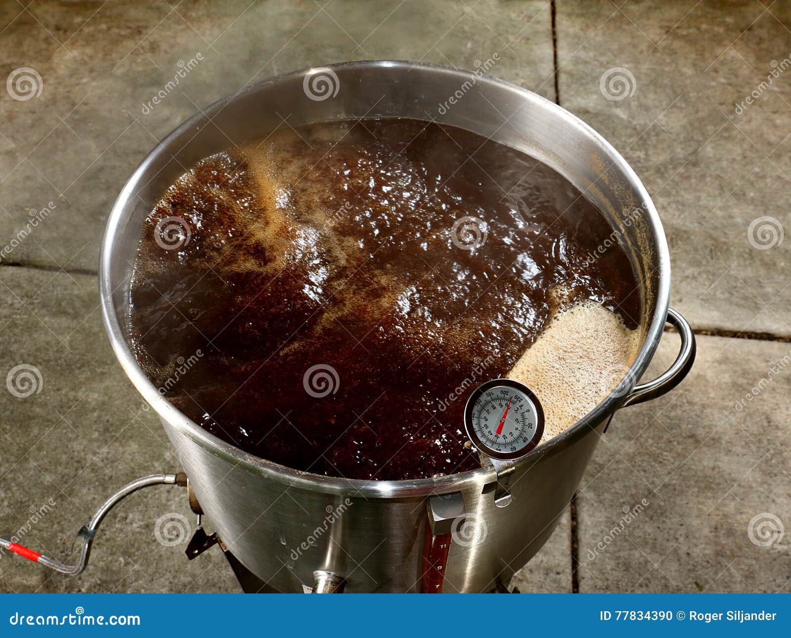 Boiling Wort for Home Brewed Brown Ale Stock Photo - Image of ...