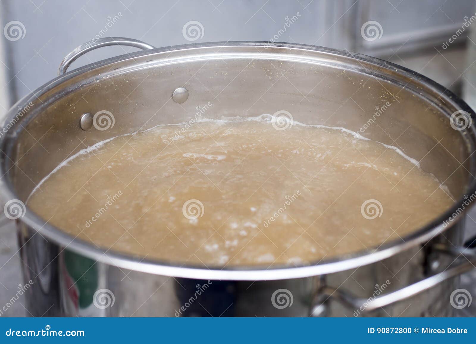 Boiling Wort for Home Brewed Pale Ale. Stock Photo - Image of metal ...
