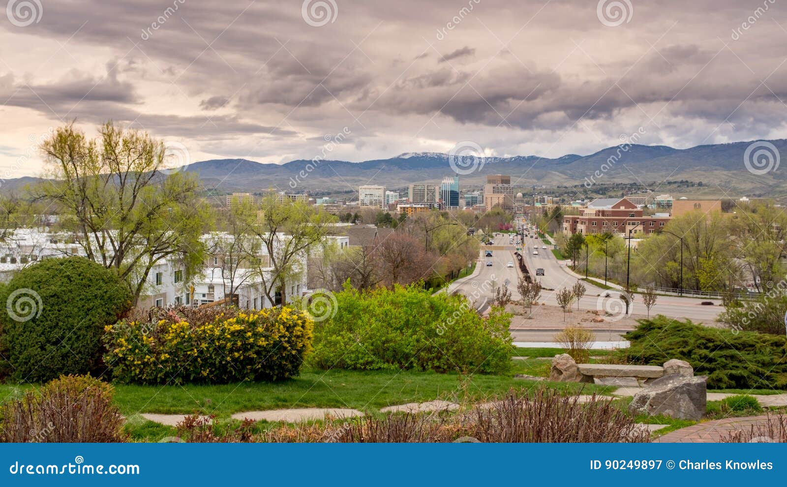 Boise Skyline in the Spring from the Train Depot Editorial Photography ...