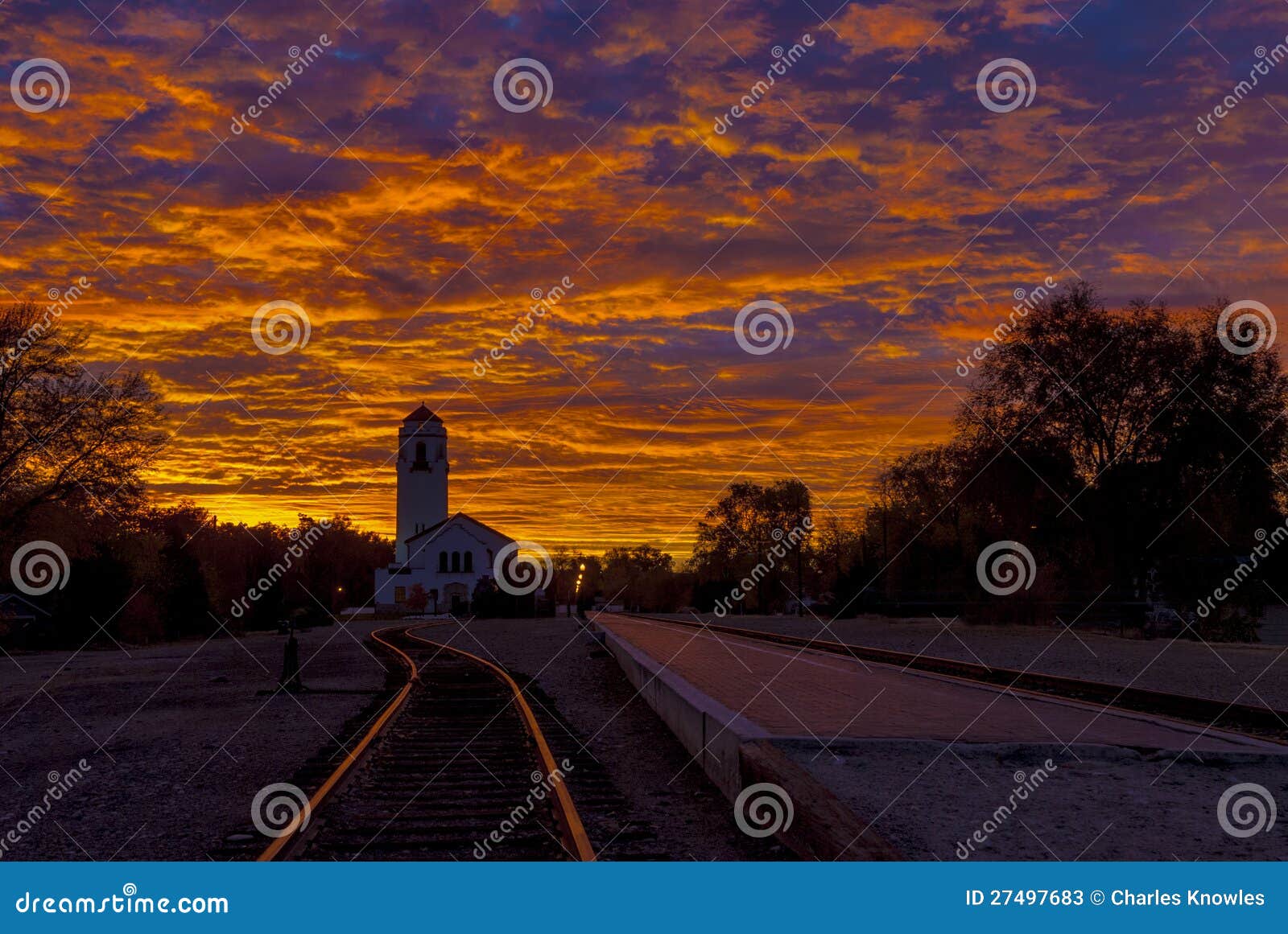 Boise Train Depot with a Dramatic Sunrise Stock Image - Image of ...