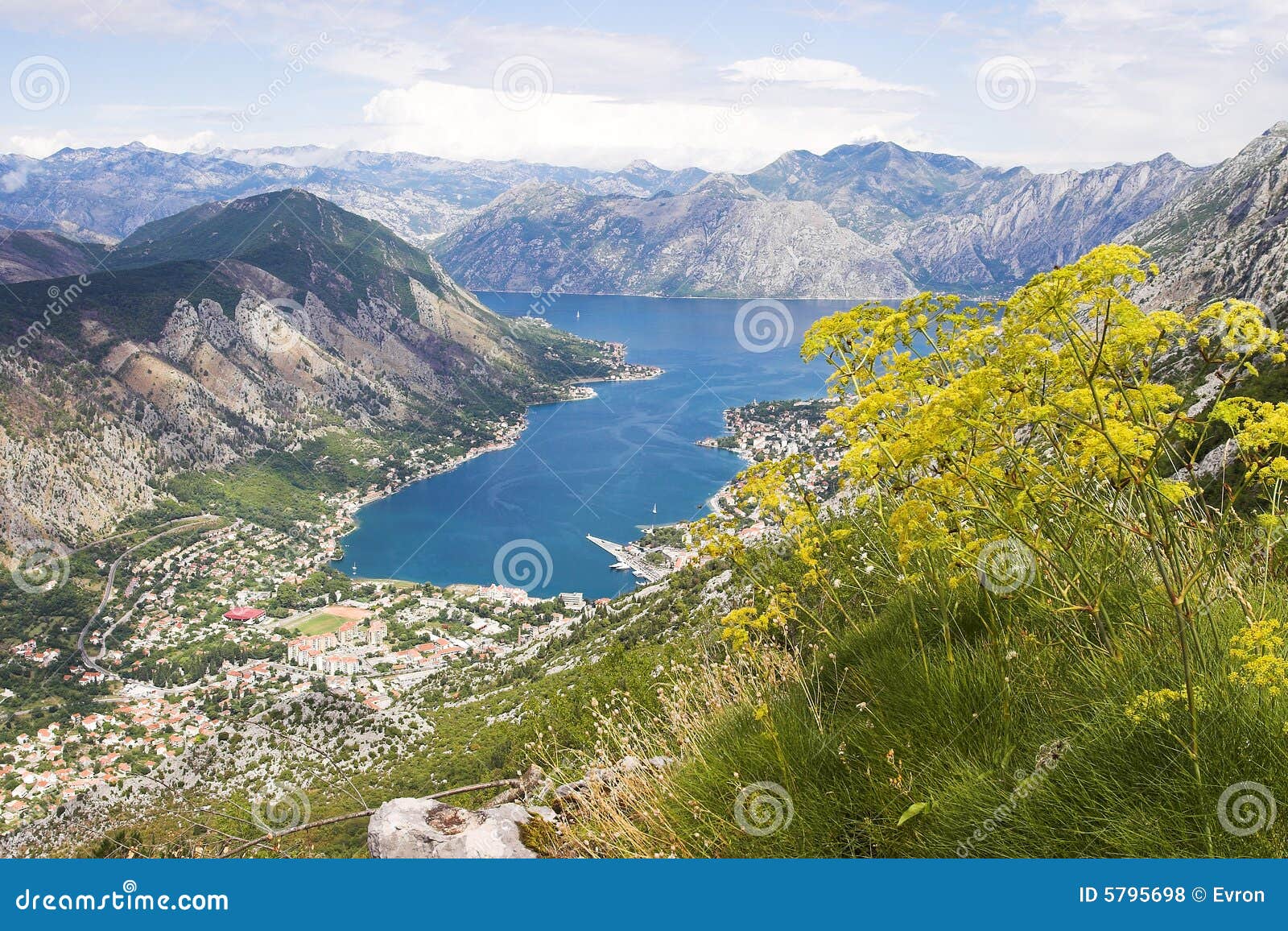 Boka Kotorska bay panorama stock photo. Image of europe - 5795698