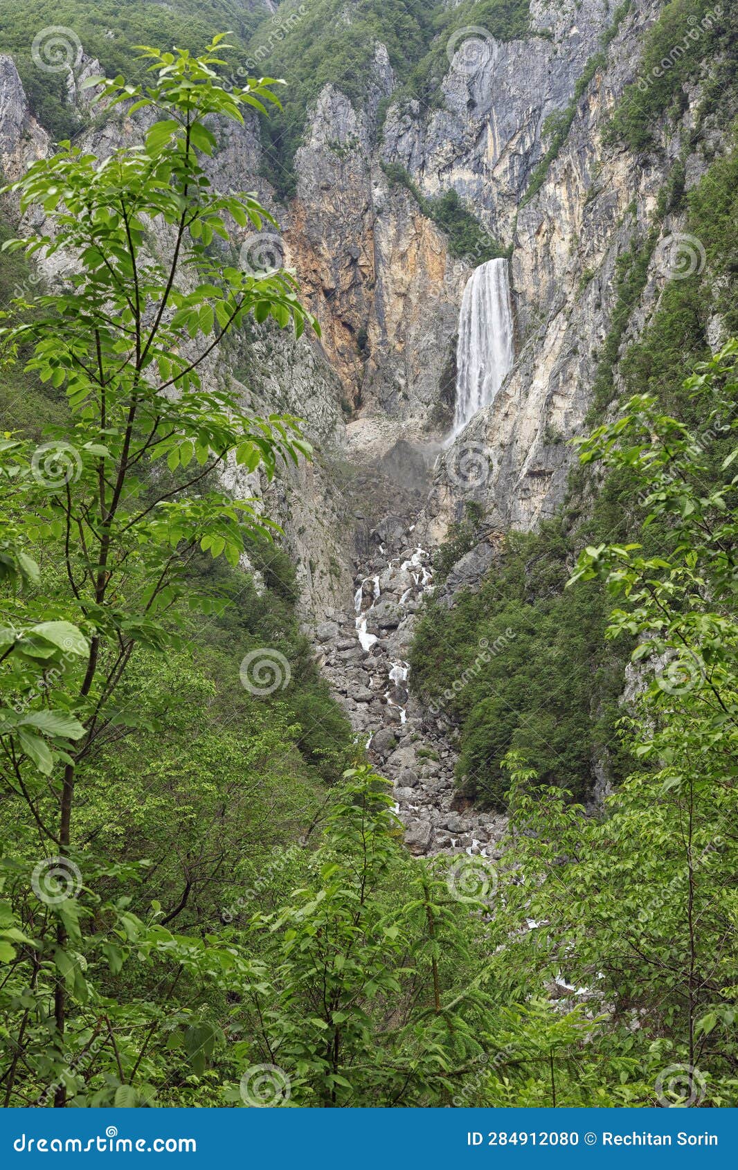 Boka Waterfall, Near the Soca River. Slovenia, Europe Stock Photo ...