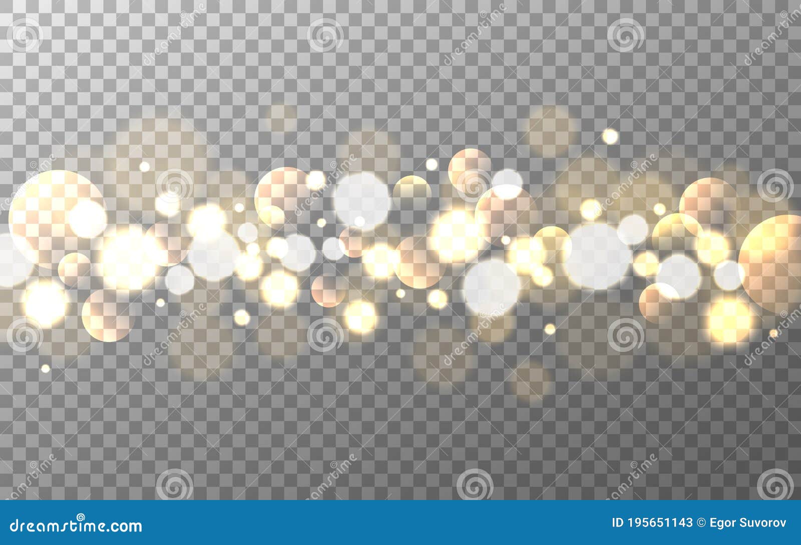 Bokeh Gold on Transparent Background. Soft Gradient Circles and Bubbles ...
