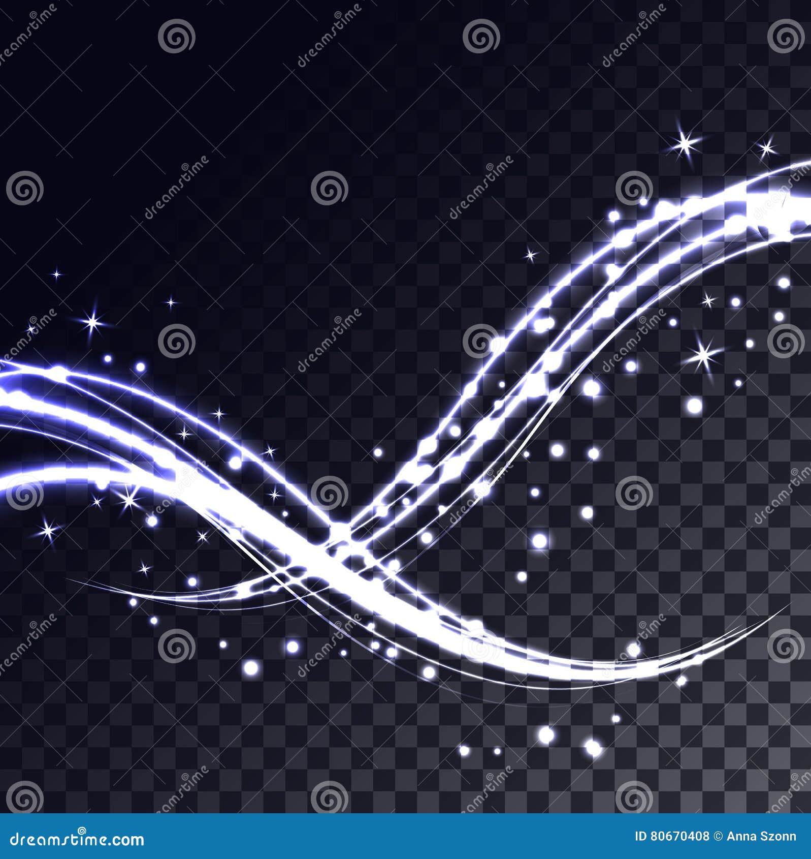 Bokeh Light Glitter Wave Lines with Flying Sparkling Flash Light. Stock ...