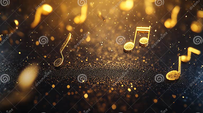 Bokeh Light Particles from Musical Notes in Motion, Displayed on a ...