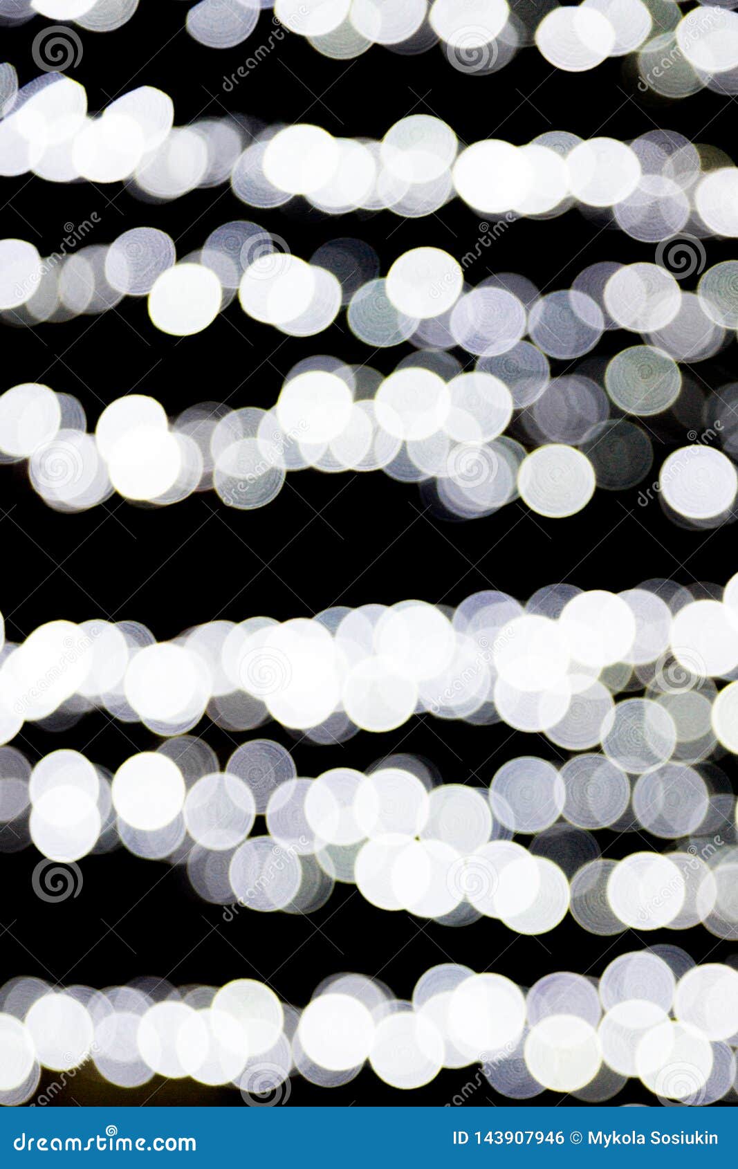 Bokeh White Lights on Black Background. Abstract Defocused Many Round ...