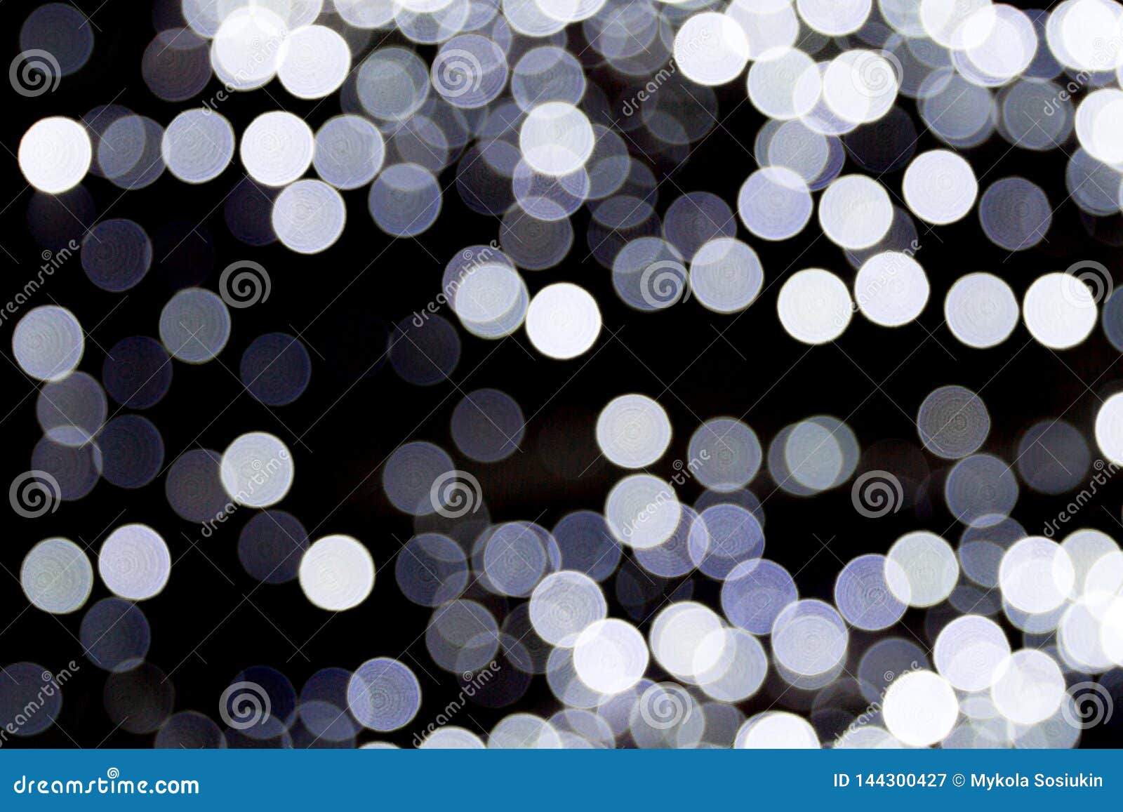 Bokeh White Lights on Black Background. Abstract Defocused Many Round ...