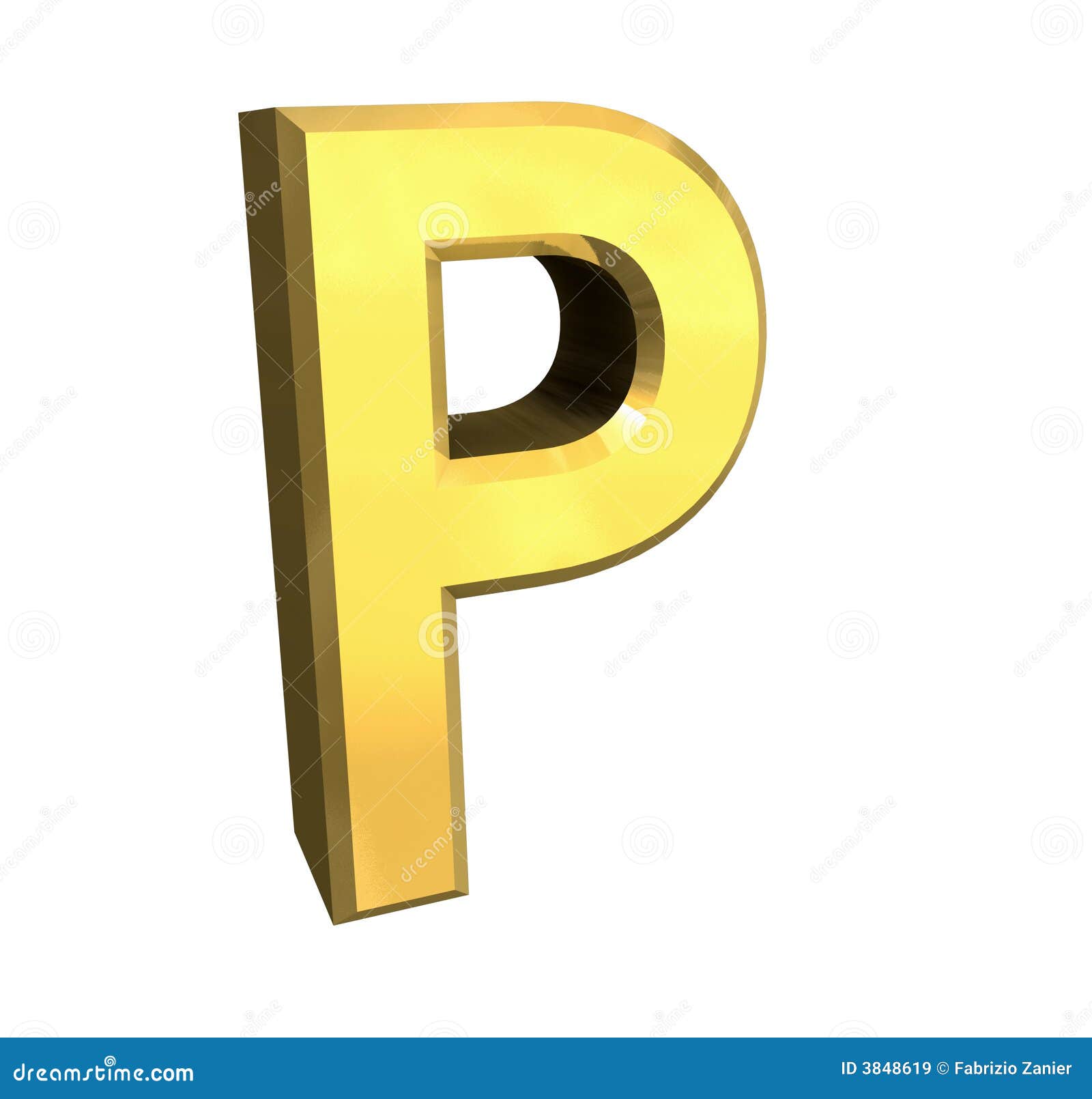 Bokstav p för guld 3d stock illustrationer. Illustration av guld - 3848619
