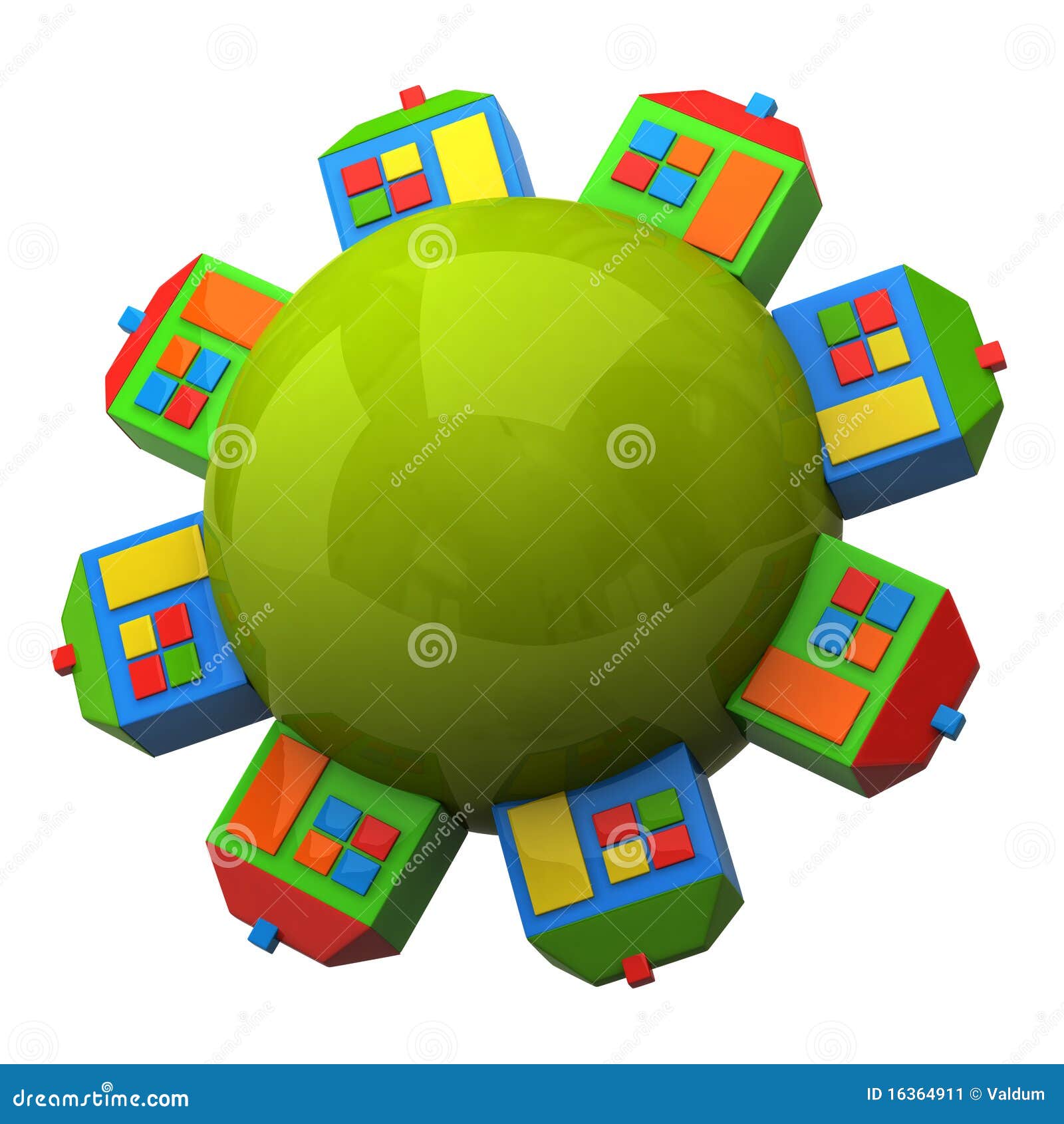 Bol met gebouwen stock illustratie. Illustration of buitenkant - 16364911