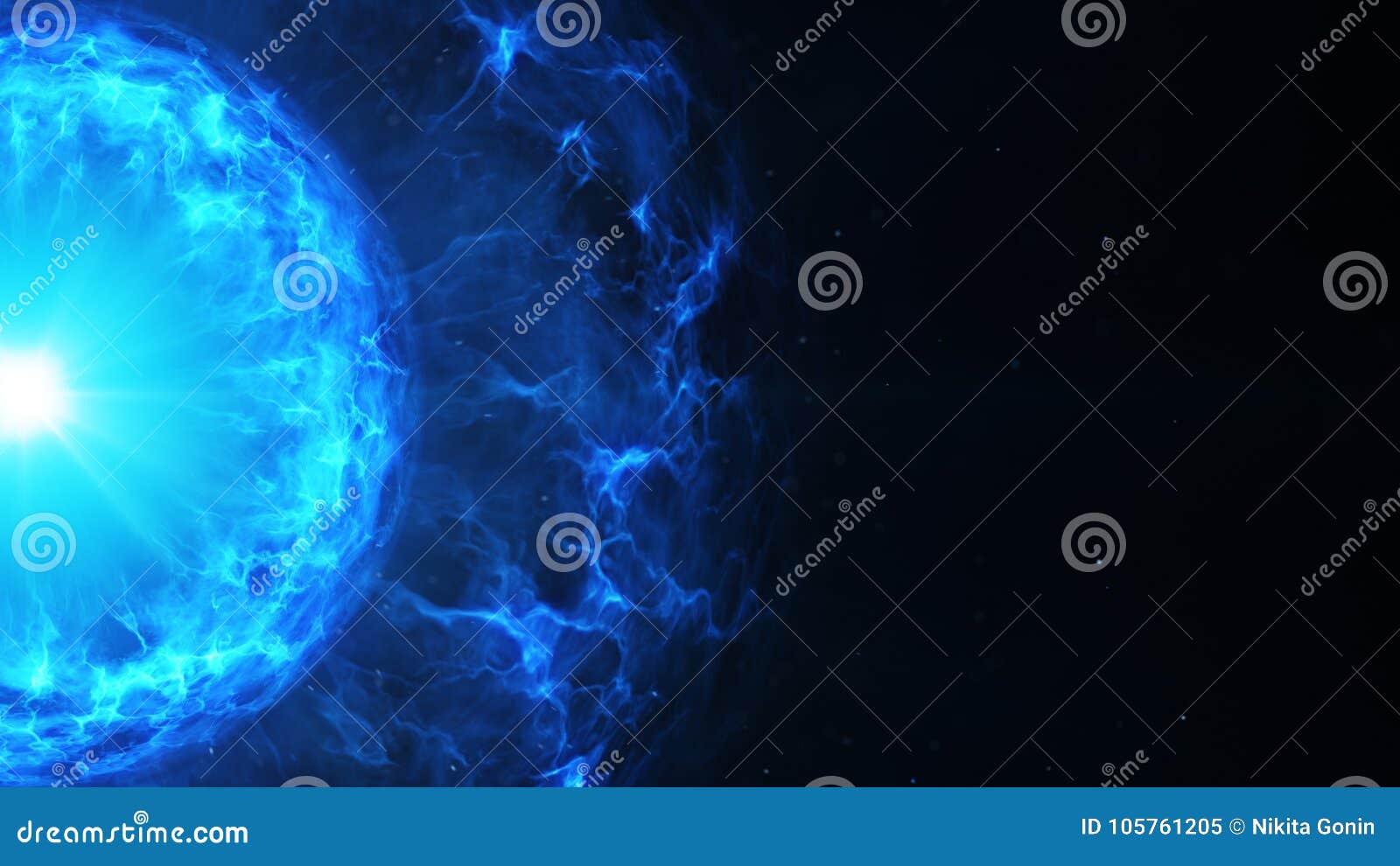 Bola Azul Del Poder Del Plasma Y Espacio Libre Stock de ilustración ...