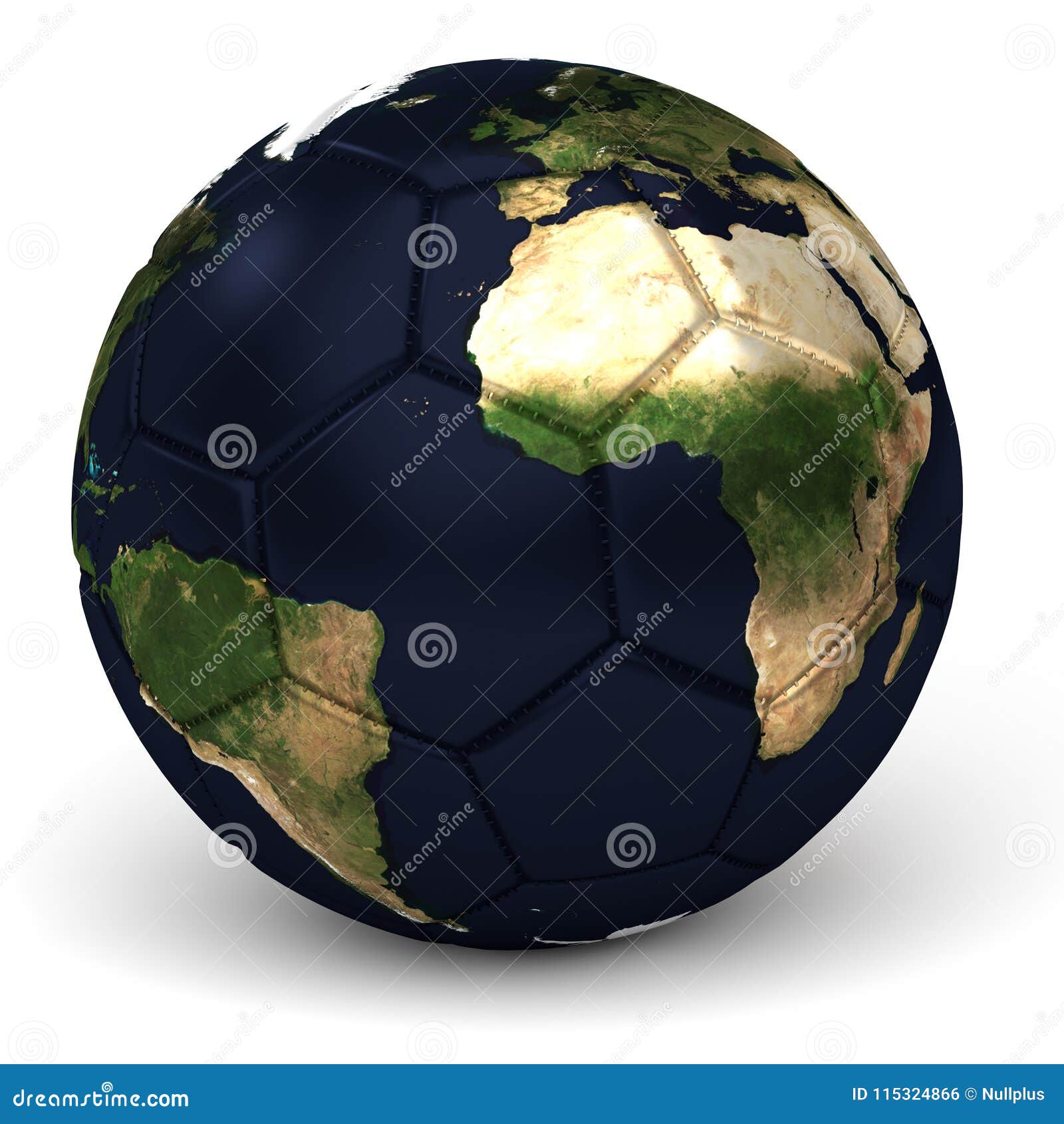 A Bola De Futebol Com Mapa Do Mundo 3D Rende Foto de Stock - Imagem de ...