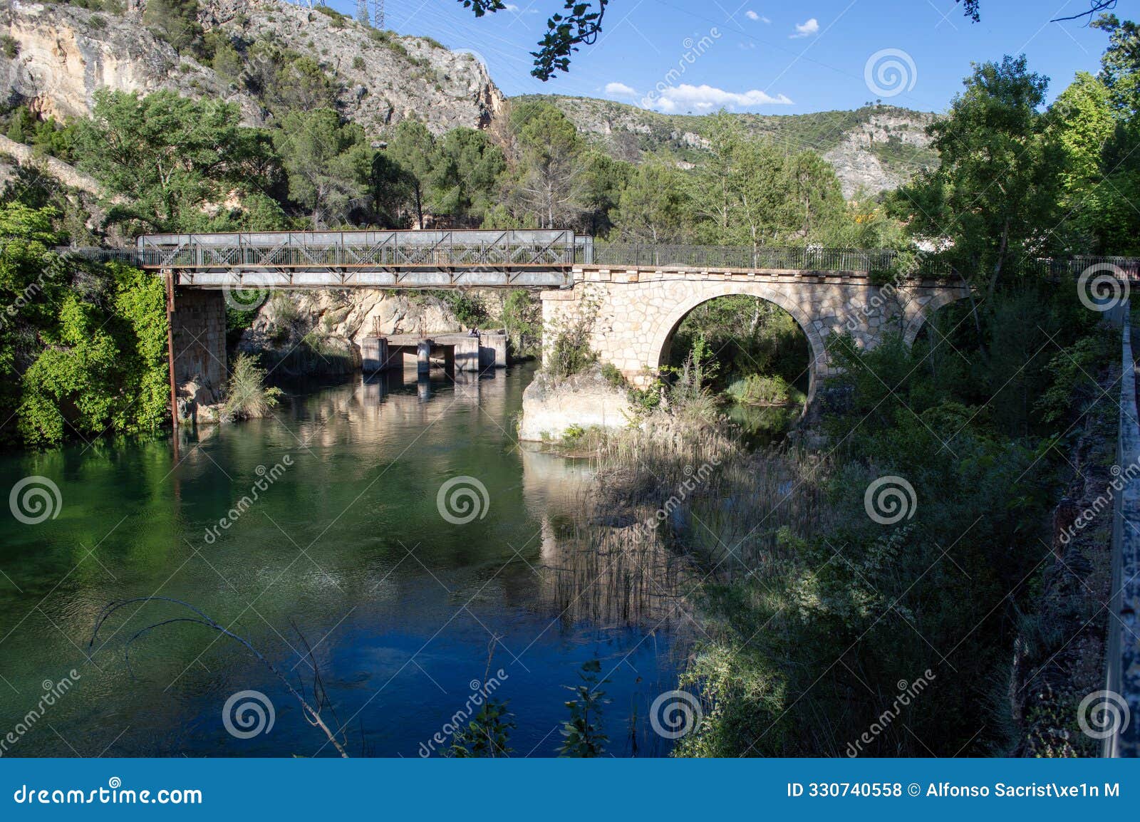Bolarque Stone and Iron Bridge. Stock Photo - Image of water, nature ...