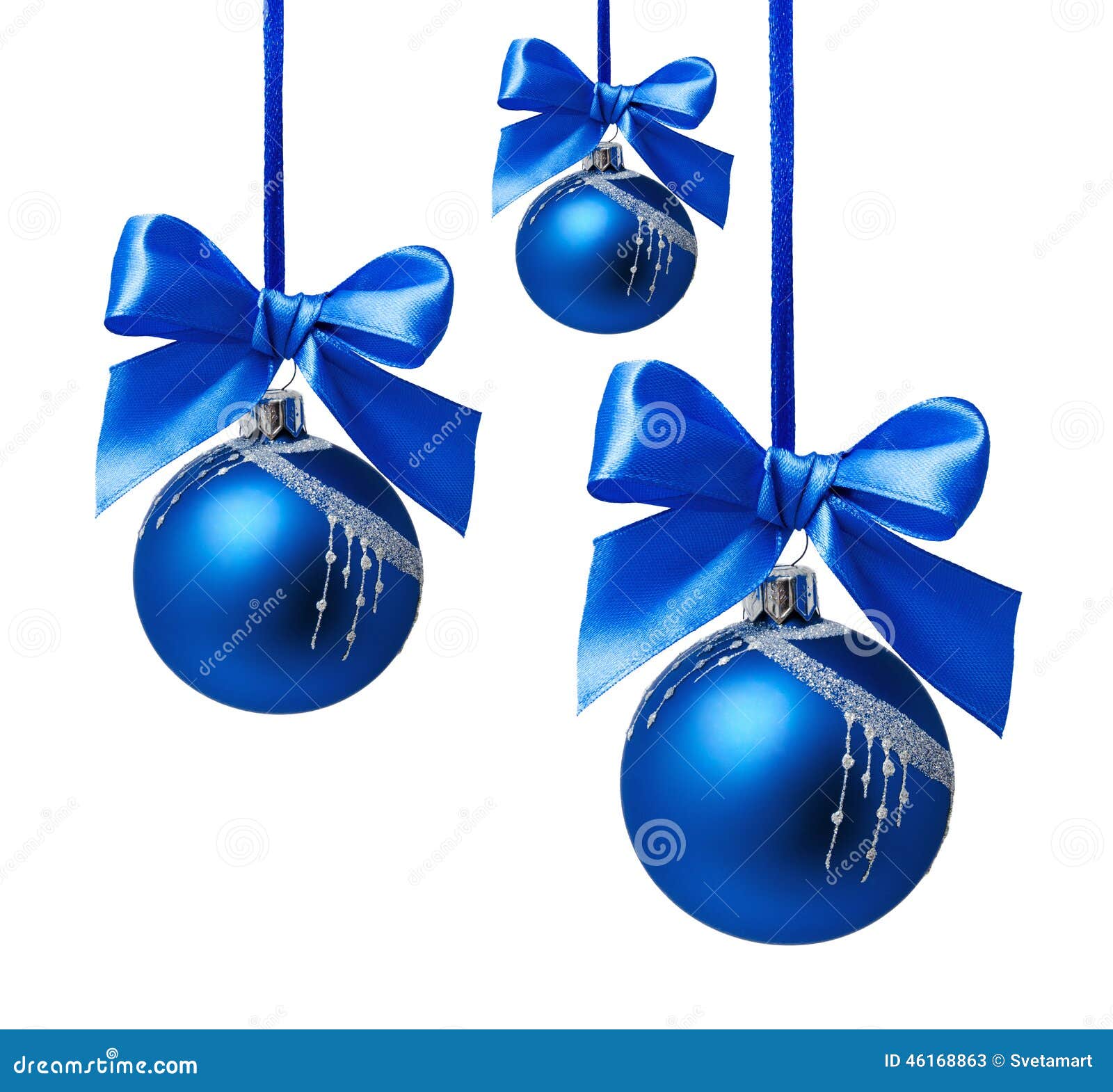 Bolas Azuis Do Natal Com a Fita Isolada Imagem de Stock - Imagem de ...
