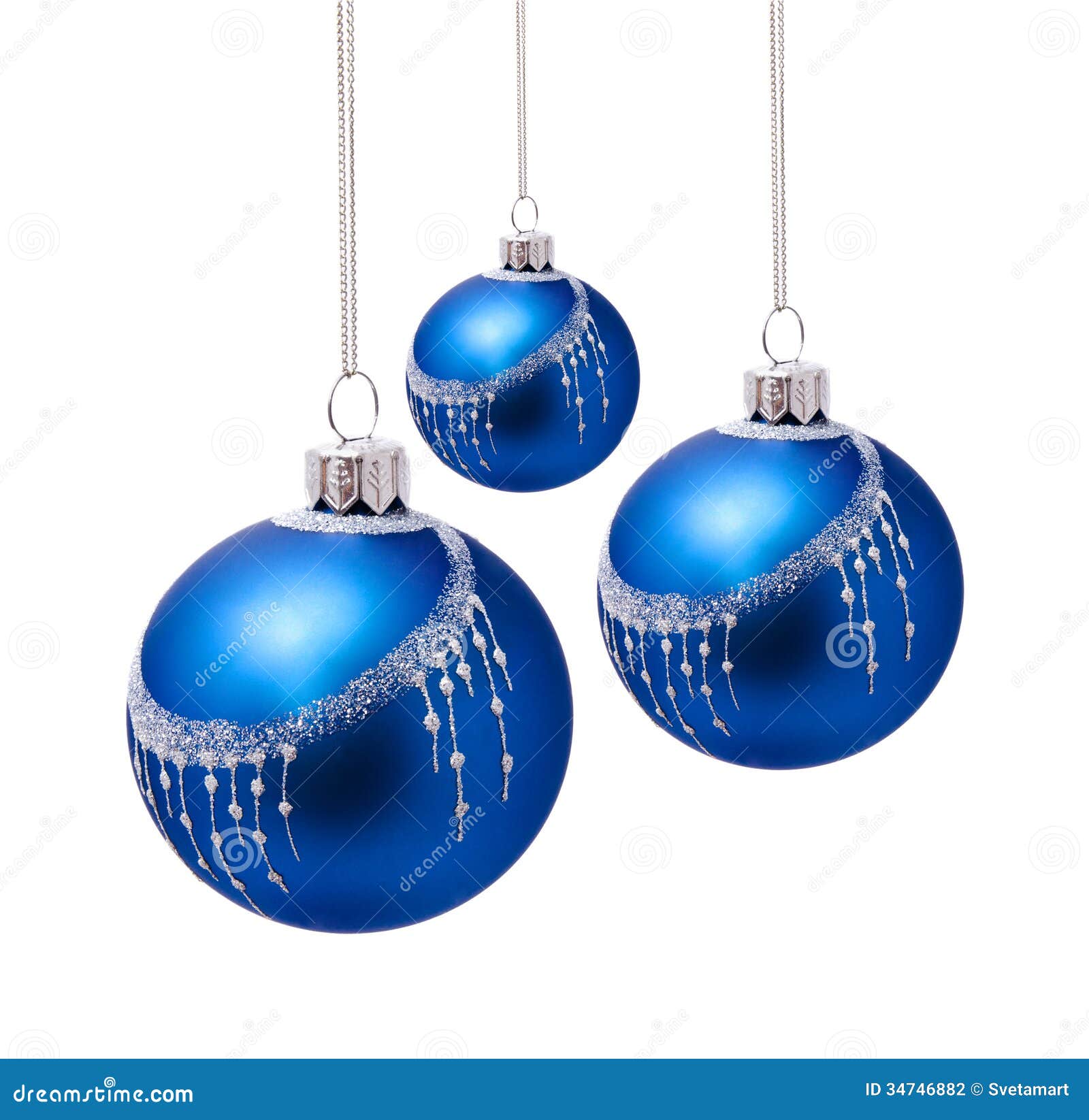 Bolas Azuis Perfeitas Do Natal Isoladas No Branco Foto de Stock ...