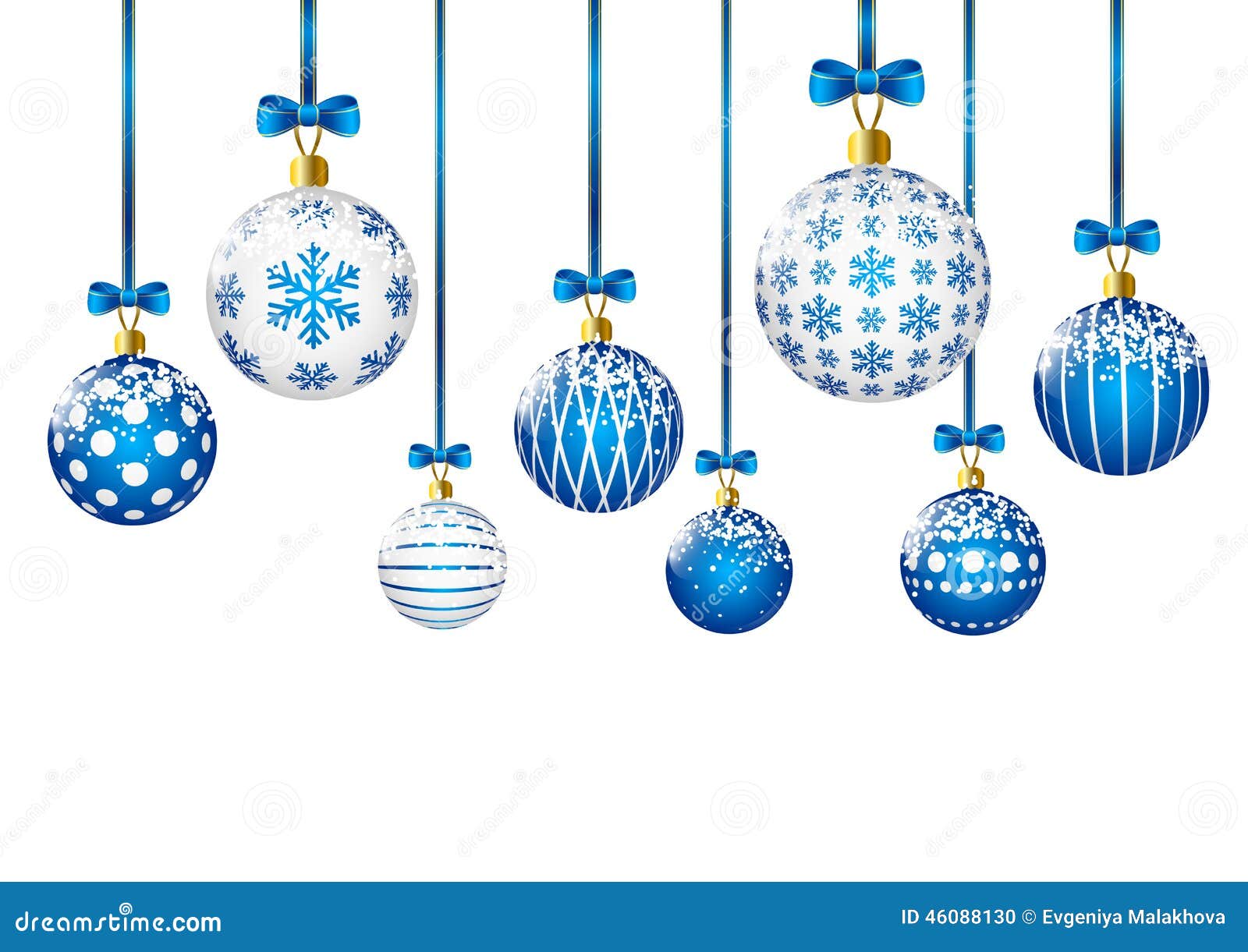 Bolas Azules De La Navidad En El Fondo Blanco Ilustración del Vector ...
