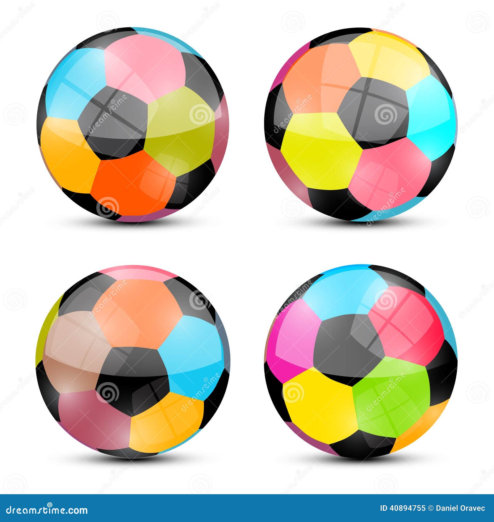 Bolas Coloridas Do Futebol Do Vetor Ilustração do Vetor - Ilustração de ...
