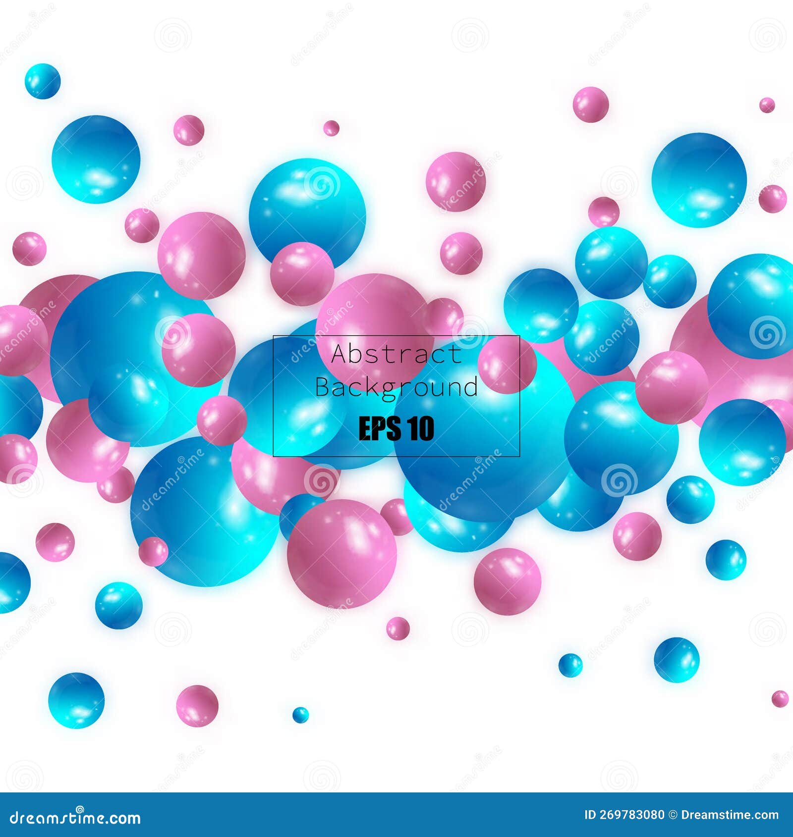 Bolas 3d Azuis E Rosa Realistas Com Sombra. Elemento De Design. Eps 10 ...