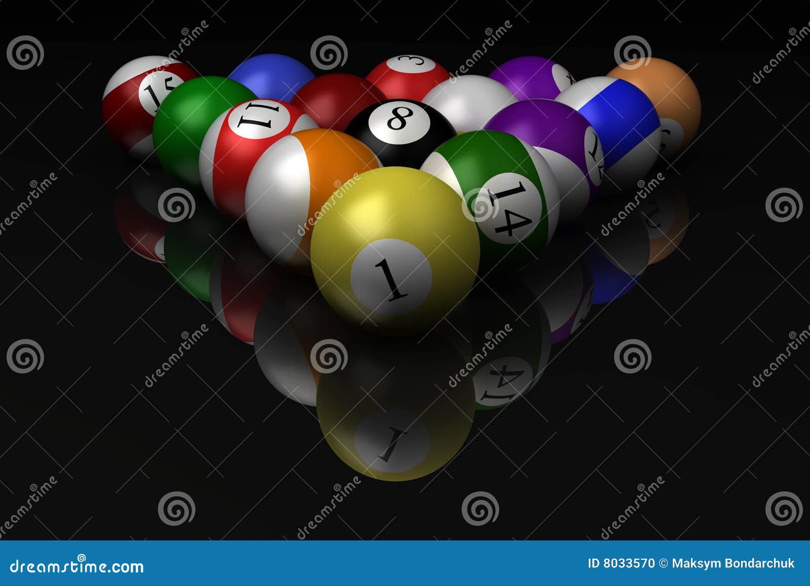 Bolas De Billar Aisladas En Fondo Negro Stock de ilustración ...