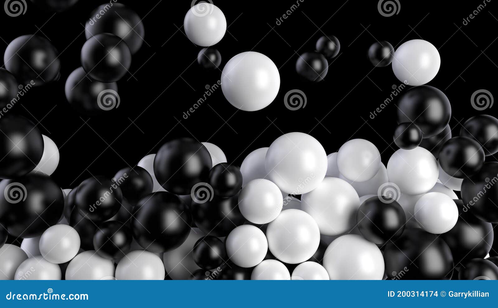 Bolas Negras Y Blancas Caen En Un Estanque O Pantalla Sobre Un Fondo