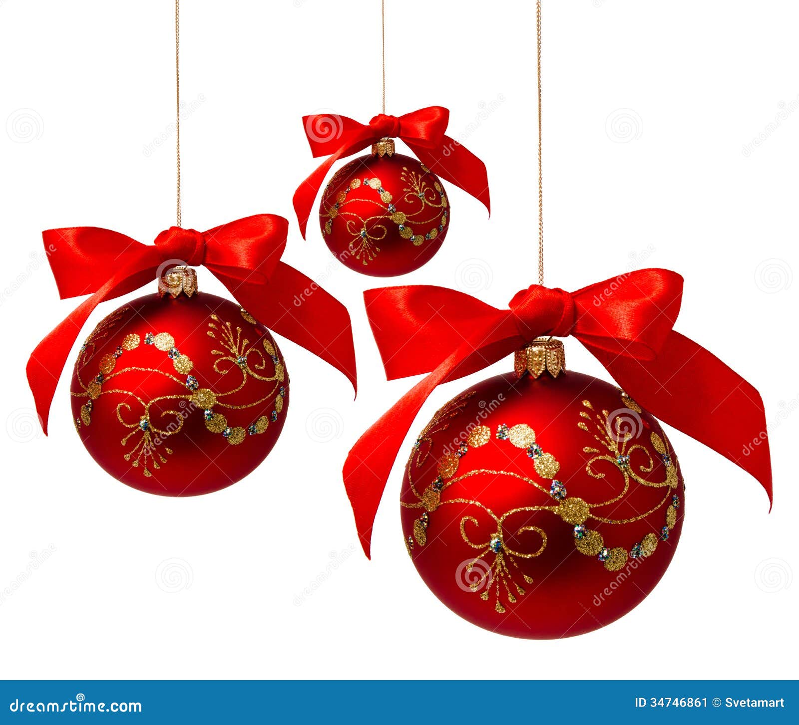 Bolas Rojas De La Navidad Con La Cinta Aislada En Un Blanco Imagen de ...