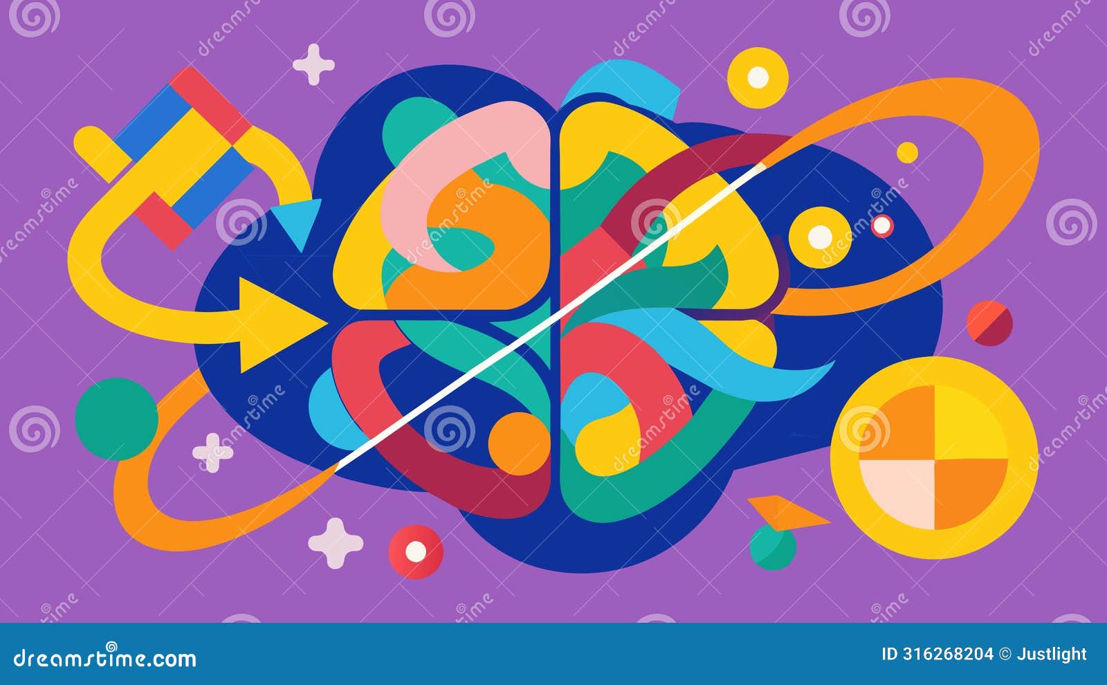 Bold Abstract Shapes Intertwining Representing the Intersection of ...