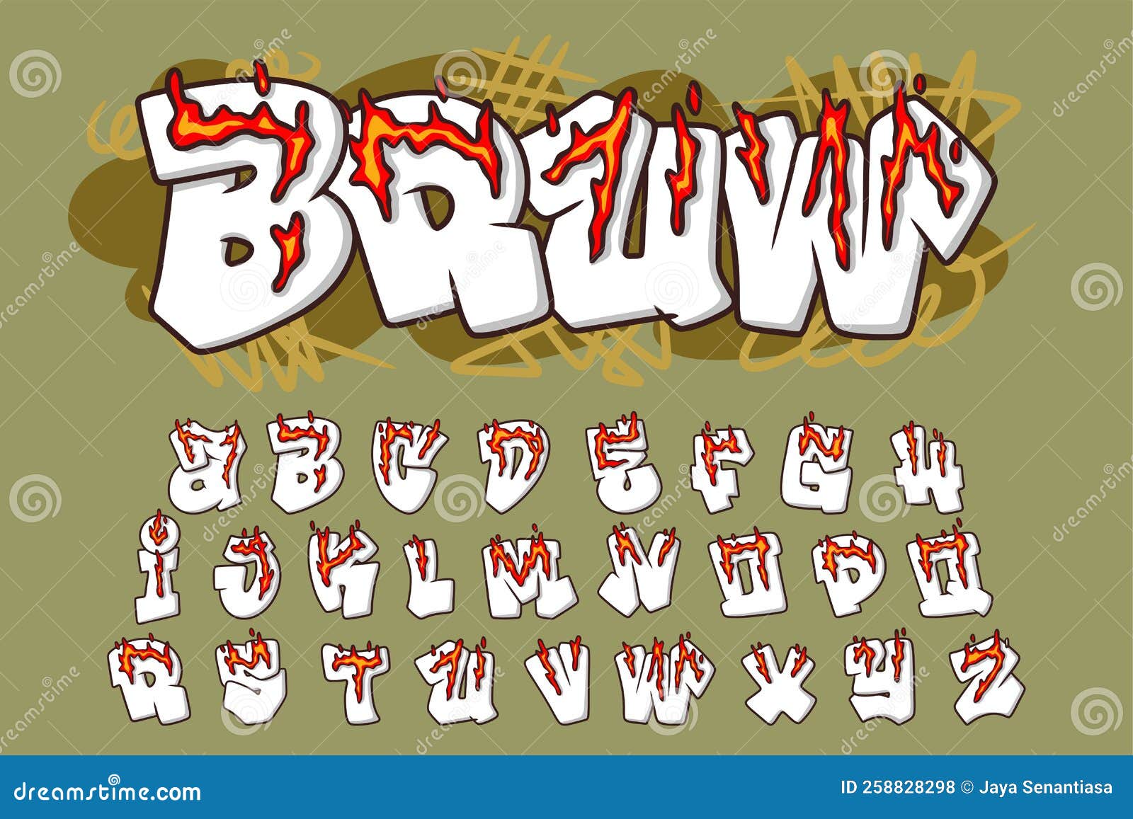 Bold Alphabet Fire Graffiti Text Vector Letters Stock Vector ...