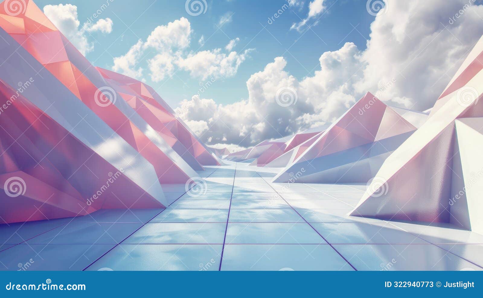 Bold Angular Shapes Creating a Surreal Illusion of Geometric Hills ...