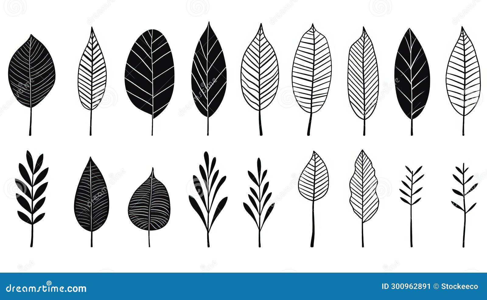 Bold and Beautiful: Black and White Leaf Patterns Stock Illustration ...